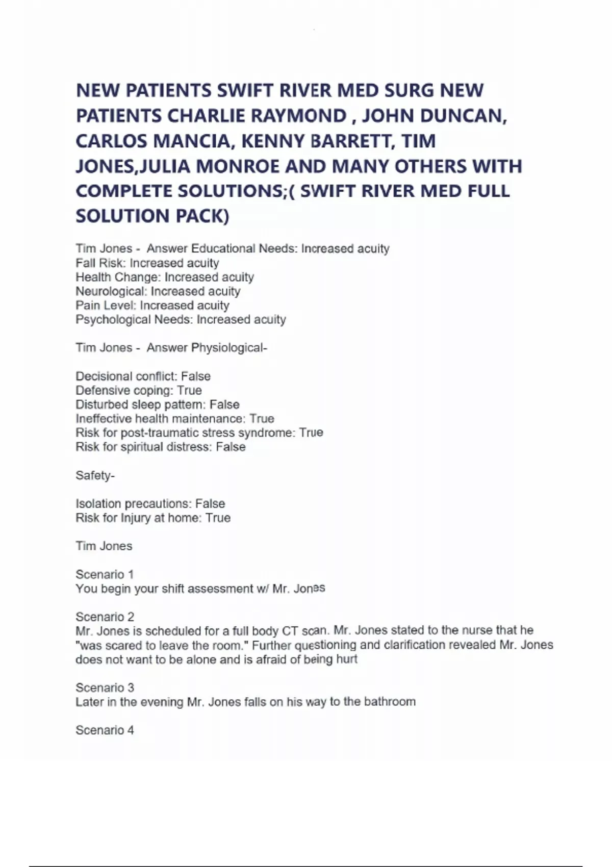 NEW PATIENTS SWIFT RIVER MED SURG NEW PATIENTS CHARLIE RAYMOND , JOHN ...