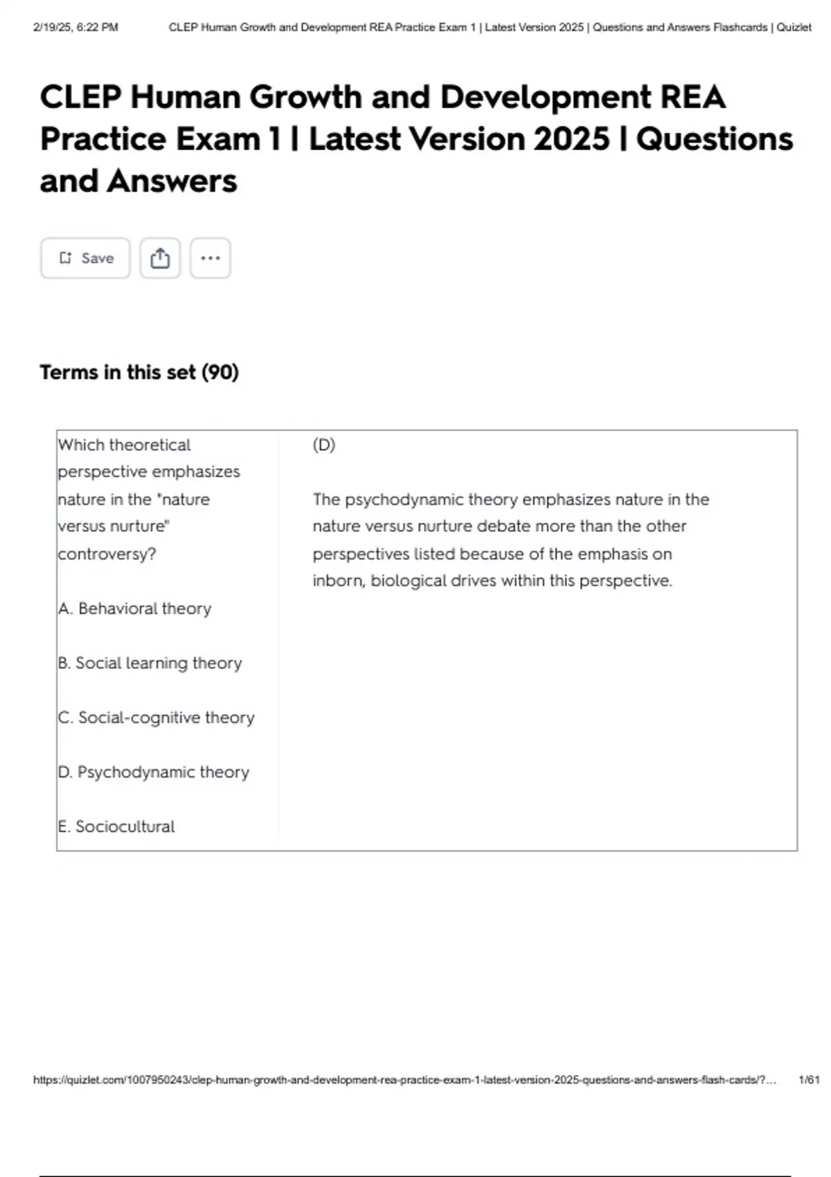 CLEP Human Growth and Development REA Practice Exam 1 | Latest Version ...