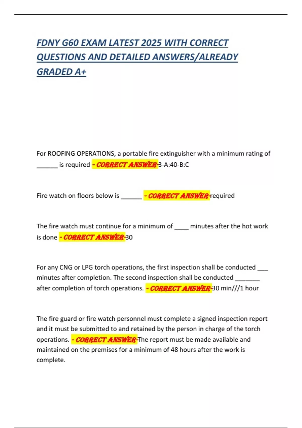 FDNY G60 EXAM LATEST 2025 WITH CORRECT QUESTIONS AND DETAILED ANSWERS ...