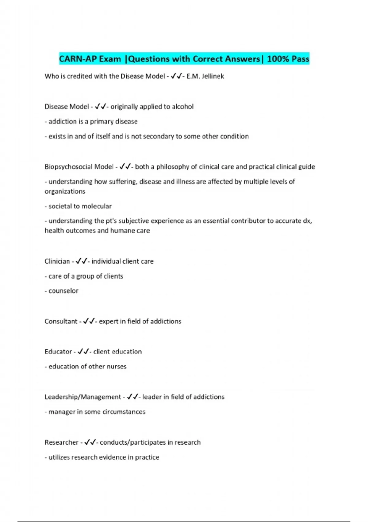 EXAMS BUNDLE:::: CARN EXAMS | Questions with Correct Answers | COMPLETE ...