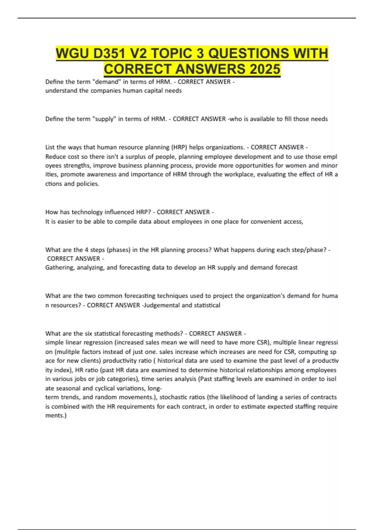 WGU D351 V2 TOPIC 3 QUESTIONS WITH CORRECT ANSWERS 2025 - WGU D351 ...