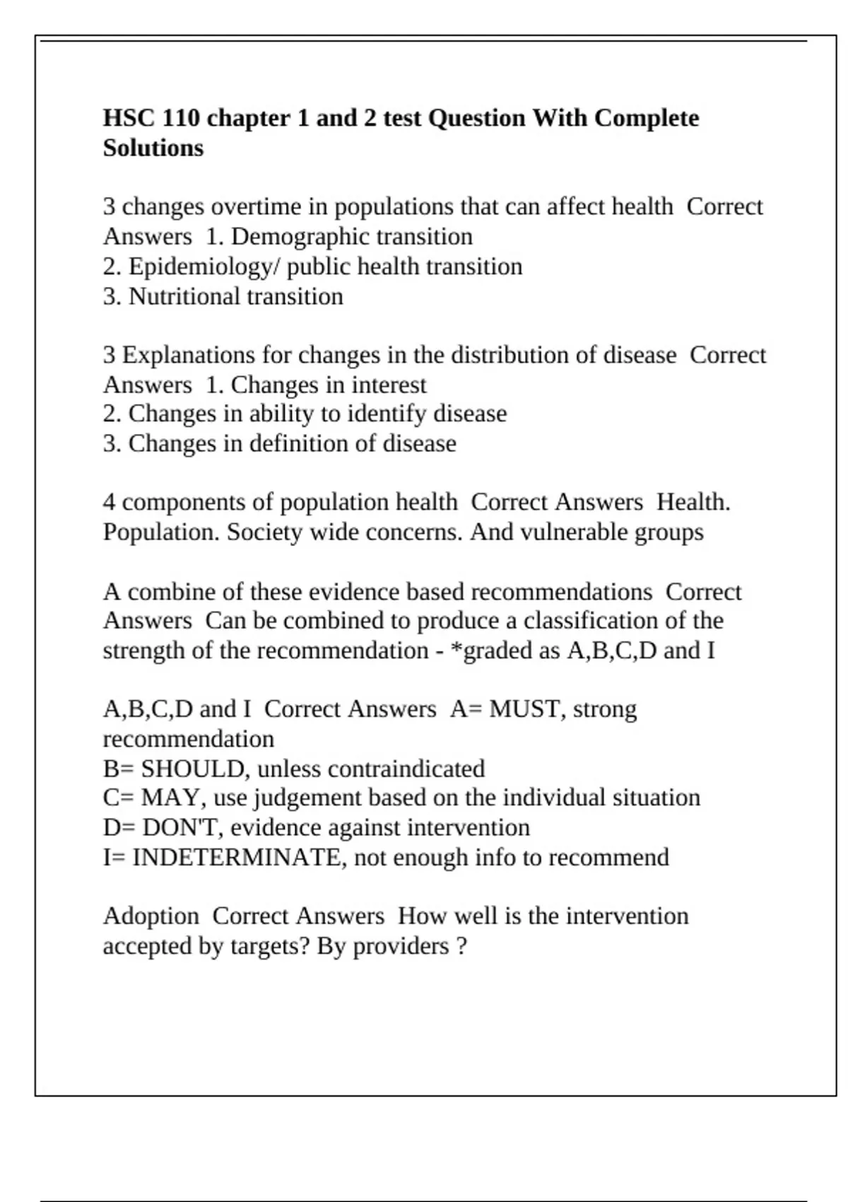 HSC 110 chapter 1 and 2 test Question With Complete Solutions - HSC 110 ...