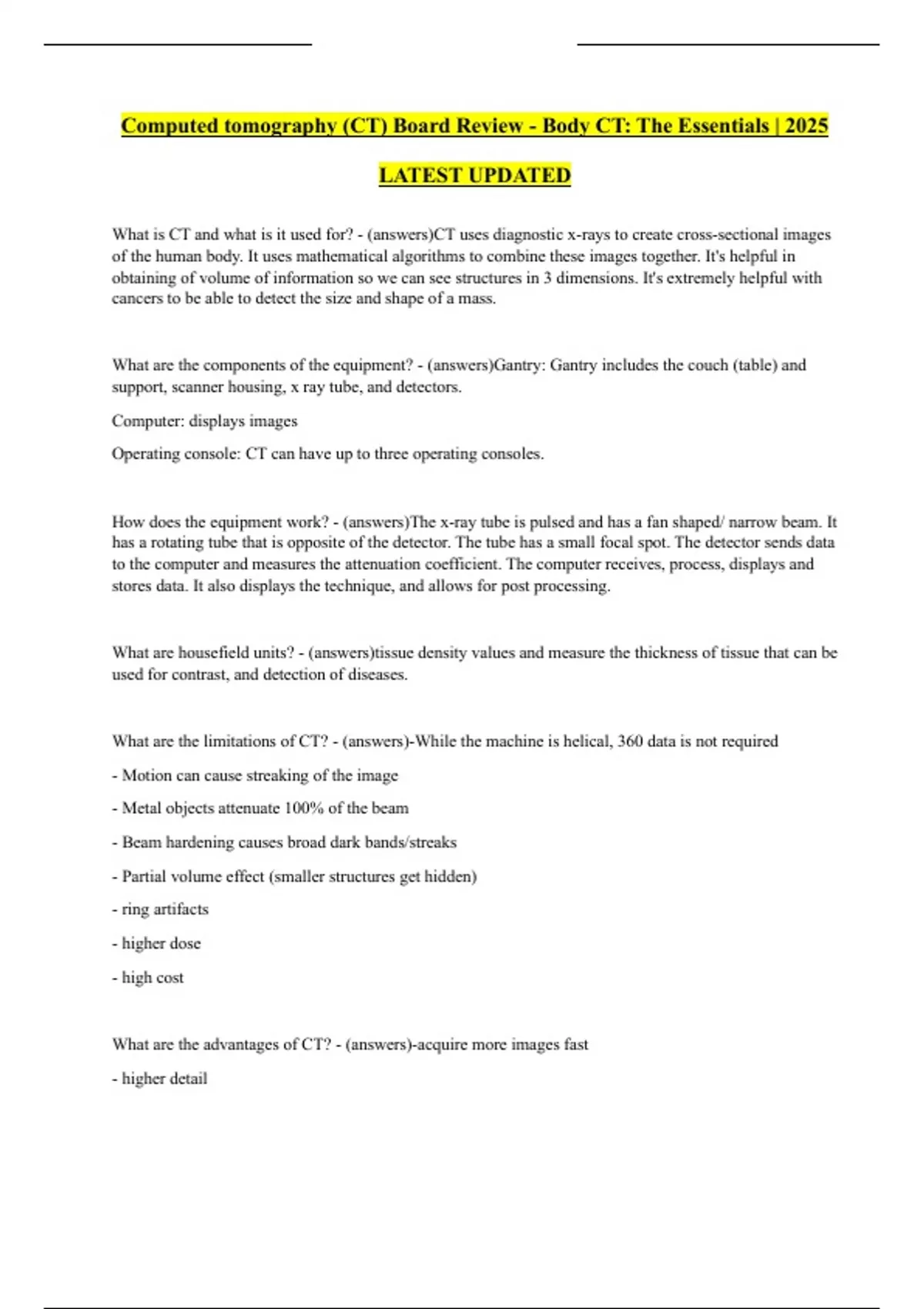 Computed tomography (CT) Board Review - Body CT: The Essentials | 2025 ...