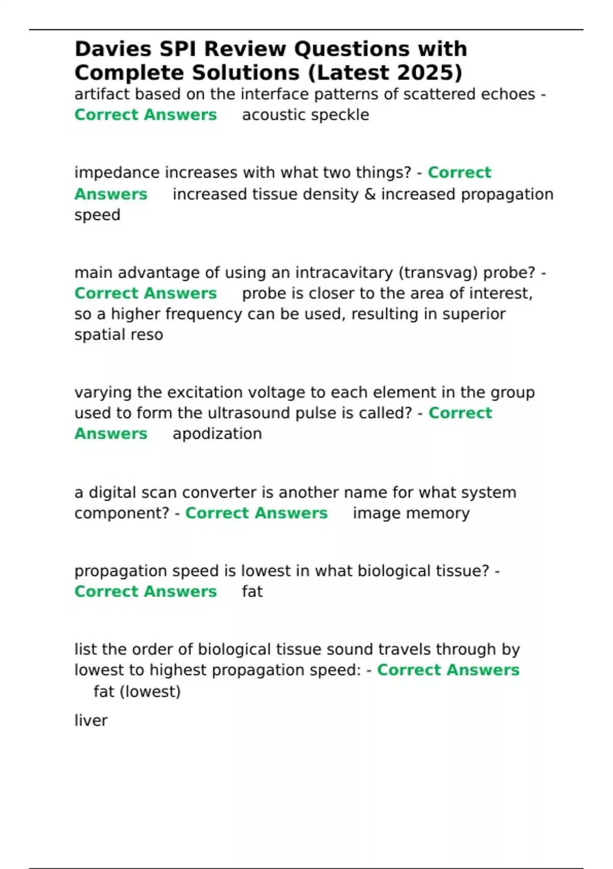 Davies SPI Review Questions with Complete Solutions (Latest 2025 ...