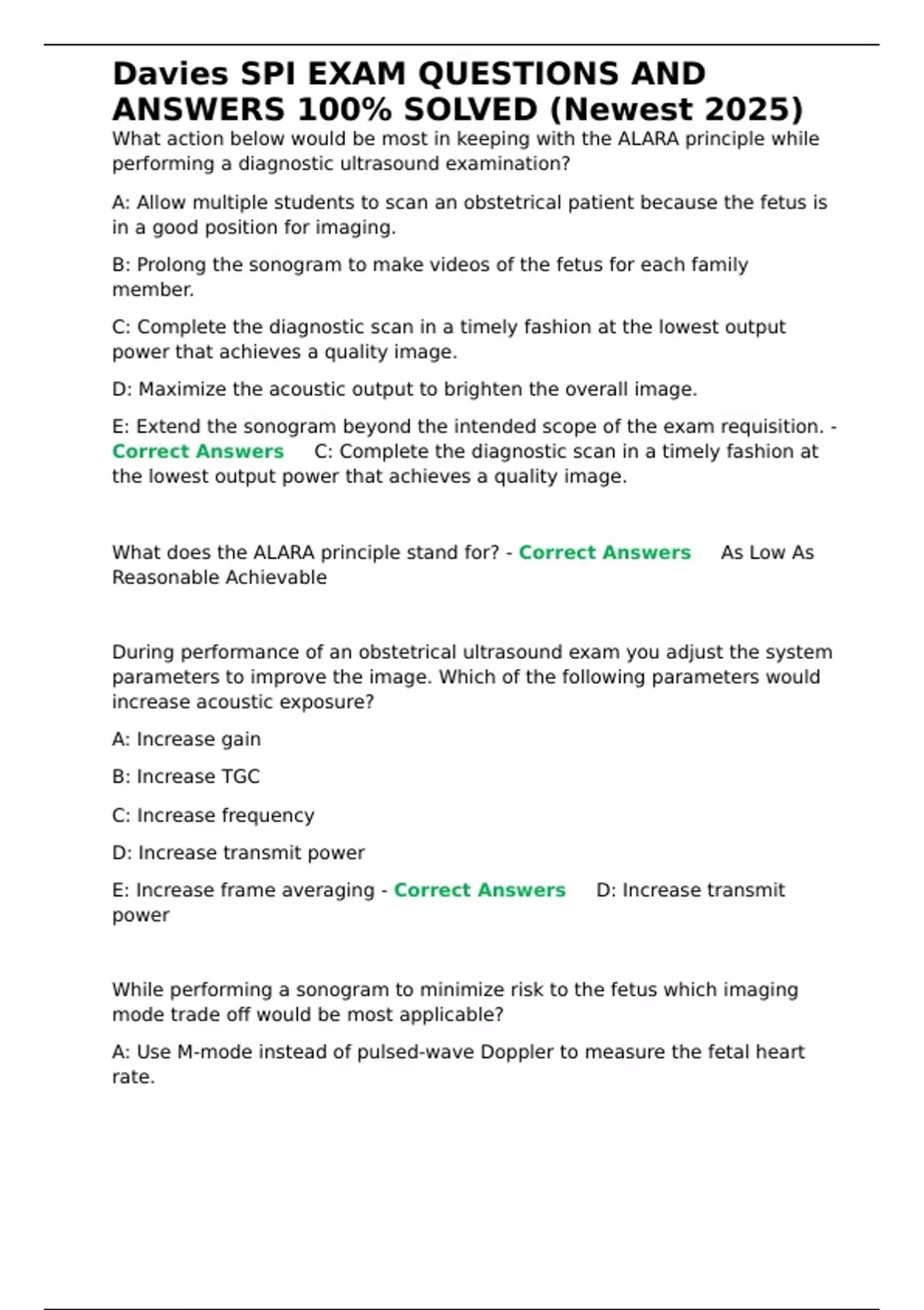 Davies SPI EXAM QUESTIONS AND ANSWERS 100- SOLVED (Newest 2025). - Davies SPI Revw EXM - Stuvia US