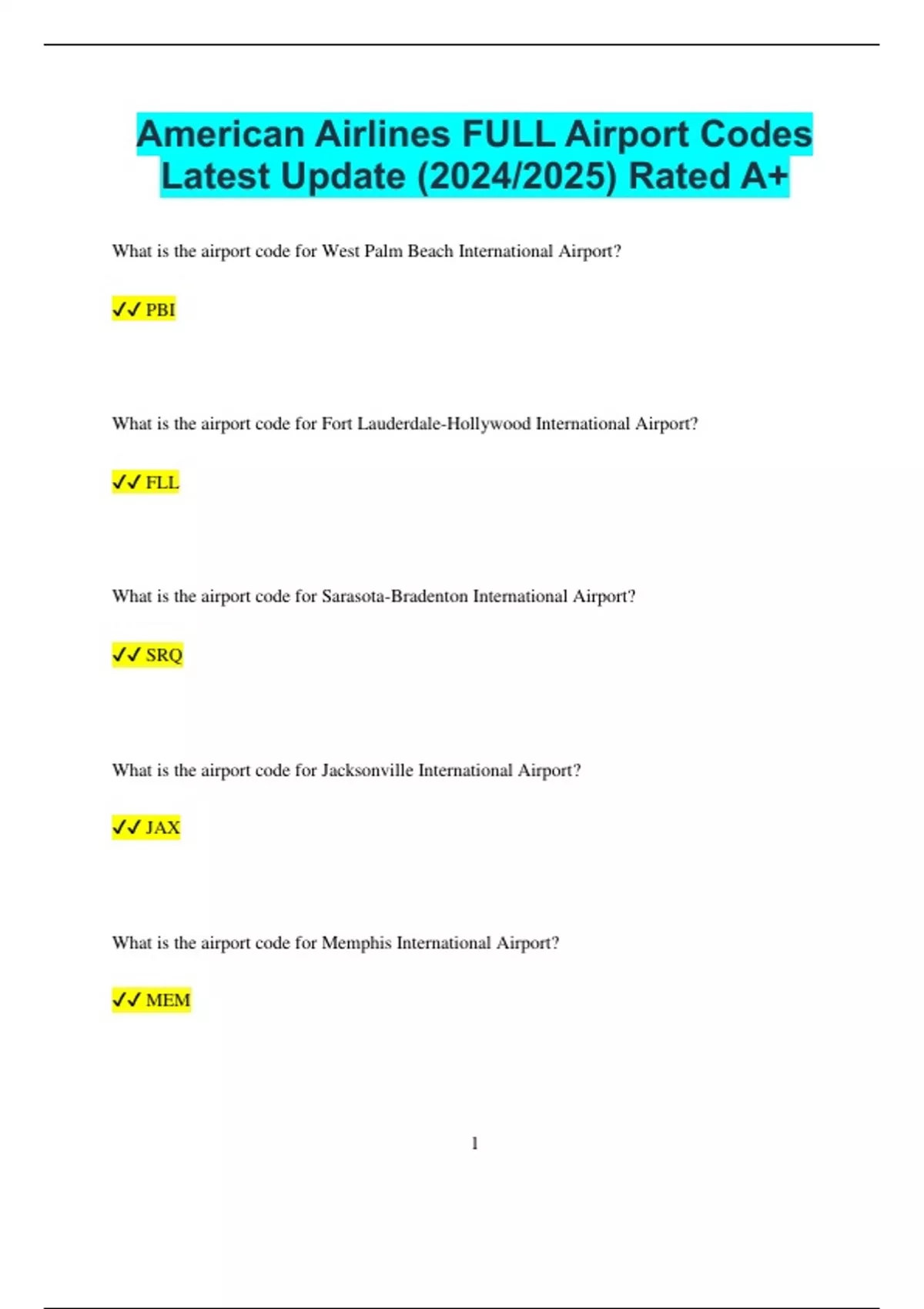 American Airlines FULL Airport Codes Latest Update (2024/2025) Rated A+ ...