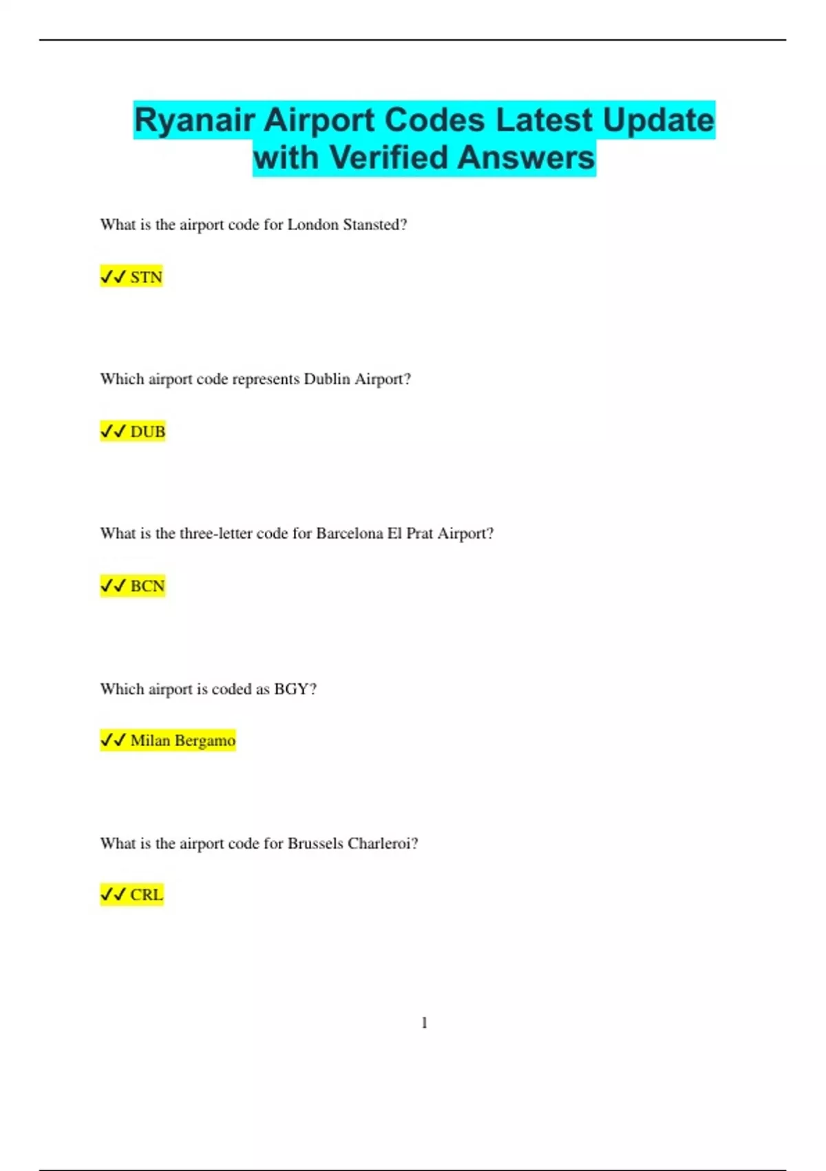 Ryanair Airport Codes Latest Update with Verified Answers - Ryanair ...