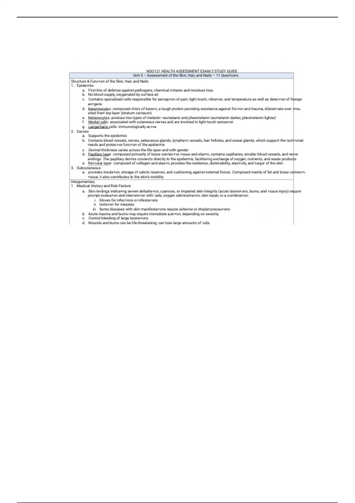 Summary NSG 121 Exam 2 Study Guide - NSG 121 - Stuvia US
