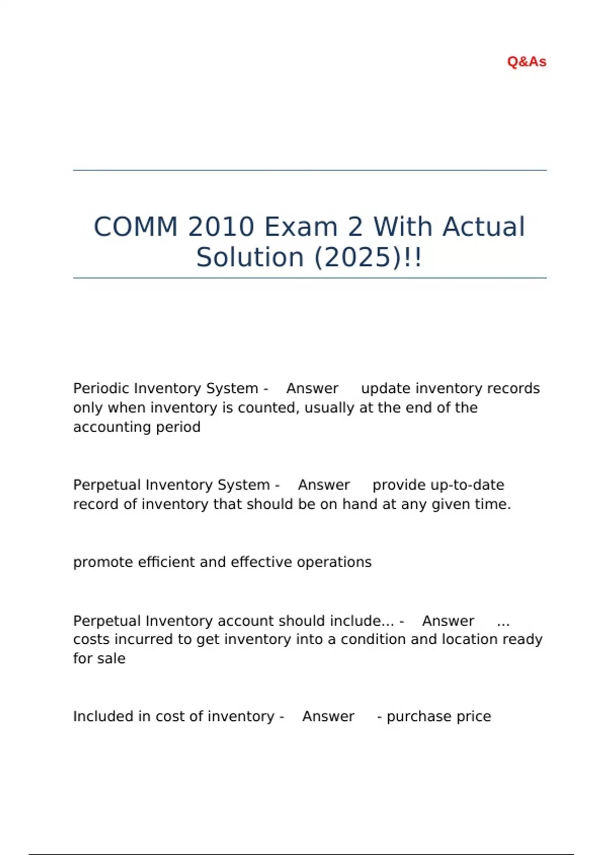 COMM 2010 Exam 2 With Actual Solution (2025)!! - COMM 2010 - Stuvia US