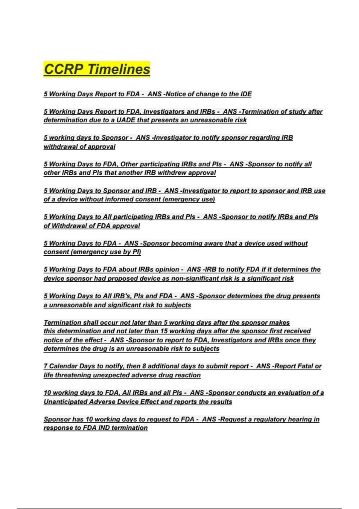 CCRP Timelines Exam Questions with correct Answers 2025/2026( A+ GRADED 100% VERIFIED). - CCRP ...