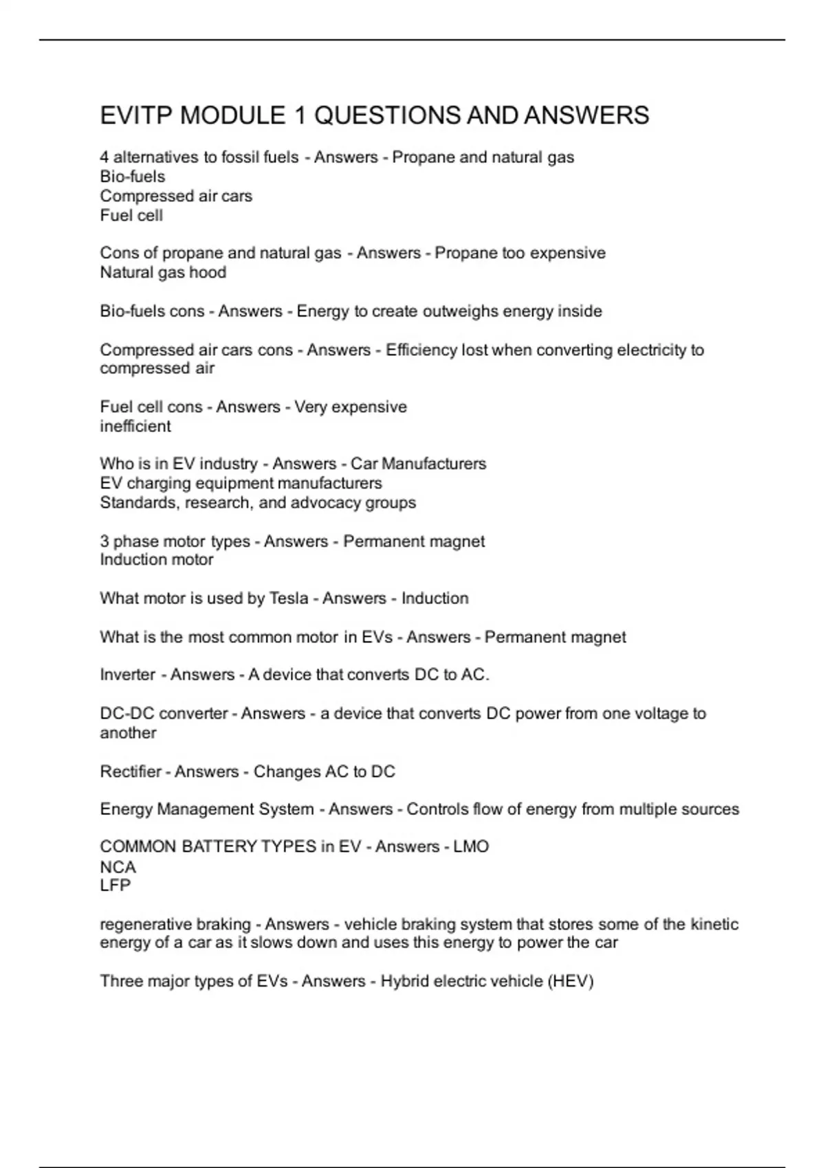 EVITP MODULE 1 QUESTIONS AND ANSWERS - EVITP - Stuvia US