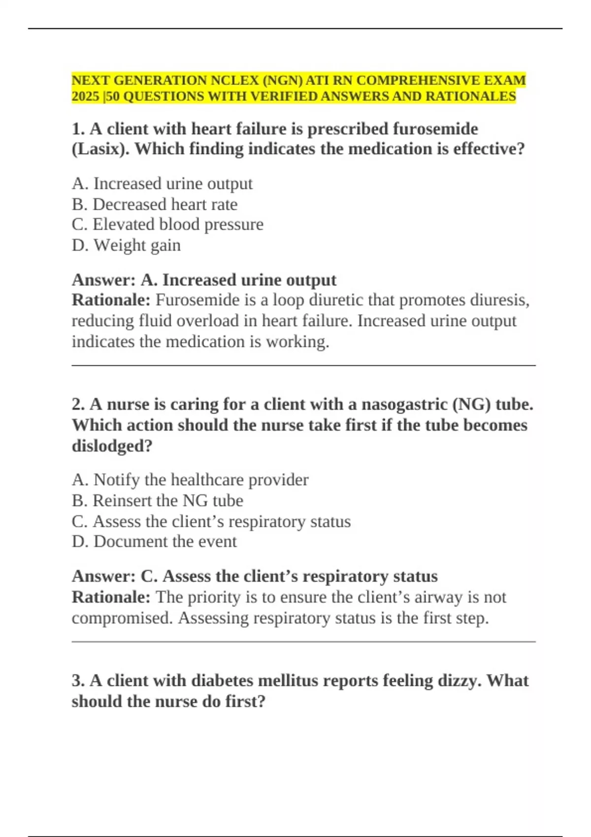 NEXT GENERATION NCLEX (NGN) ATI RN COMPREHENSIVE EXAM 2025 |50 ...