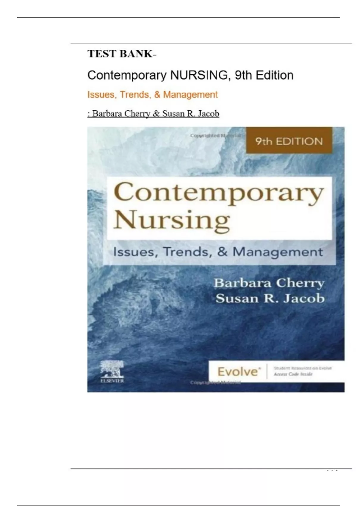 TEST BANK For Contemporary Nursing; Trends, issues &Management ...