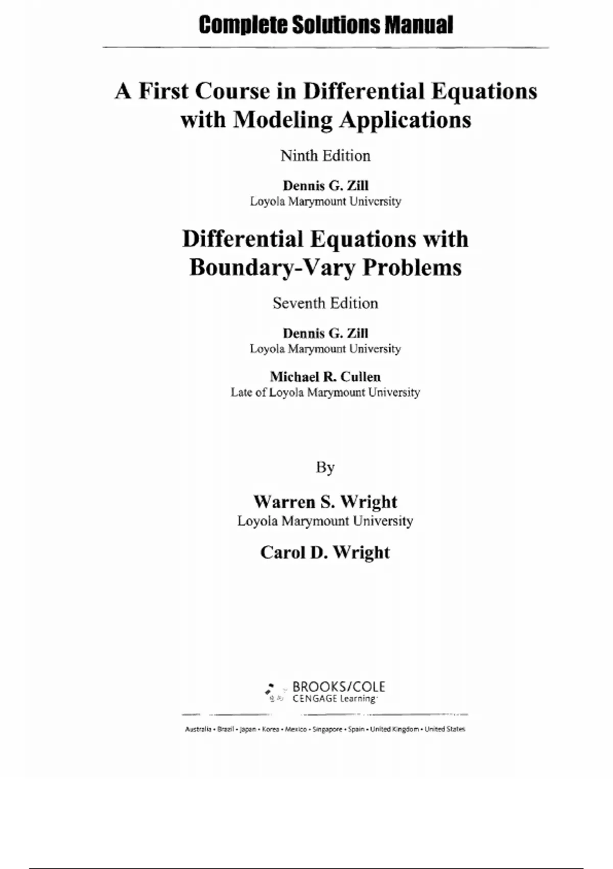 Solution Manual A First Course In Differential Equations With