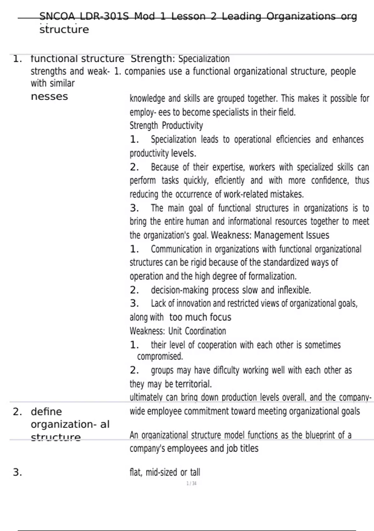 SNCOA LDR-301S Mod 1 Lesson 2 Leading Organizations org hierarchy - LDR ...