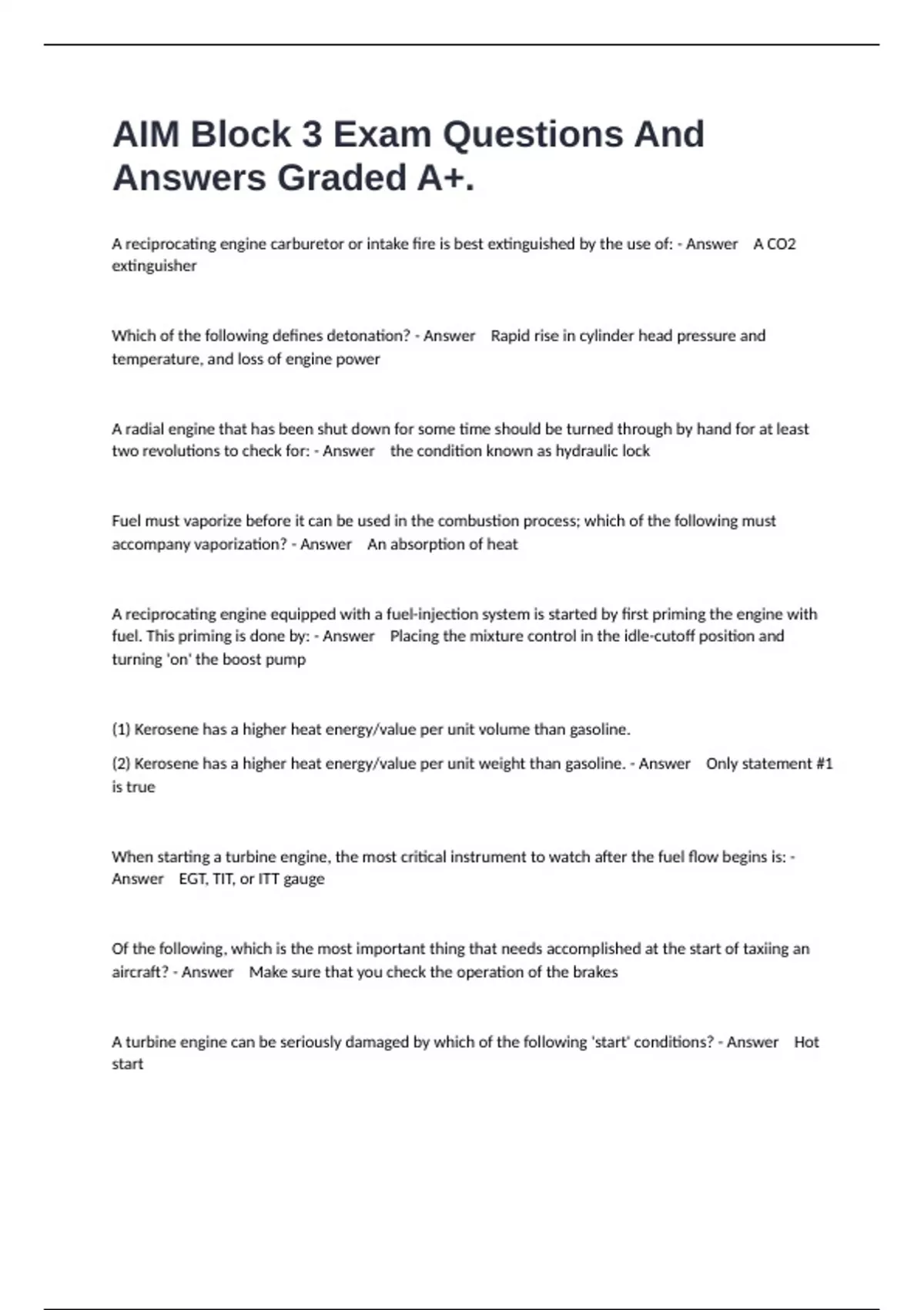 AIM Block 3 Exam Questions And Answers Graded A+. - Basic Certification ...