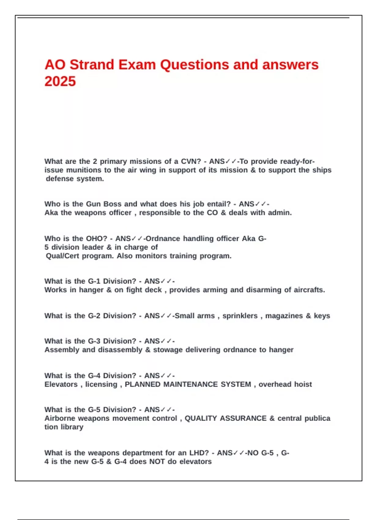 AO Strand Exam Questions and answers 2025. - AO Strand - Stuvia US