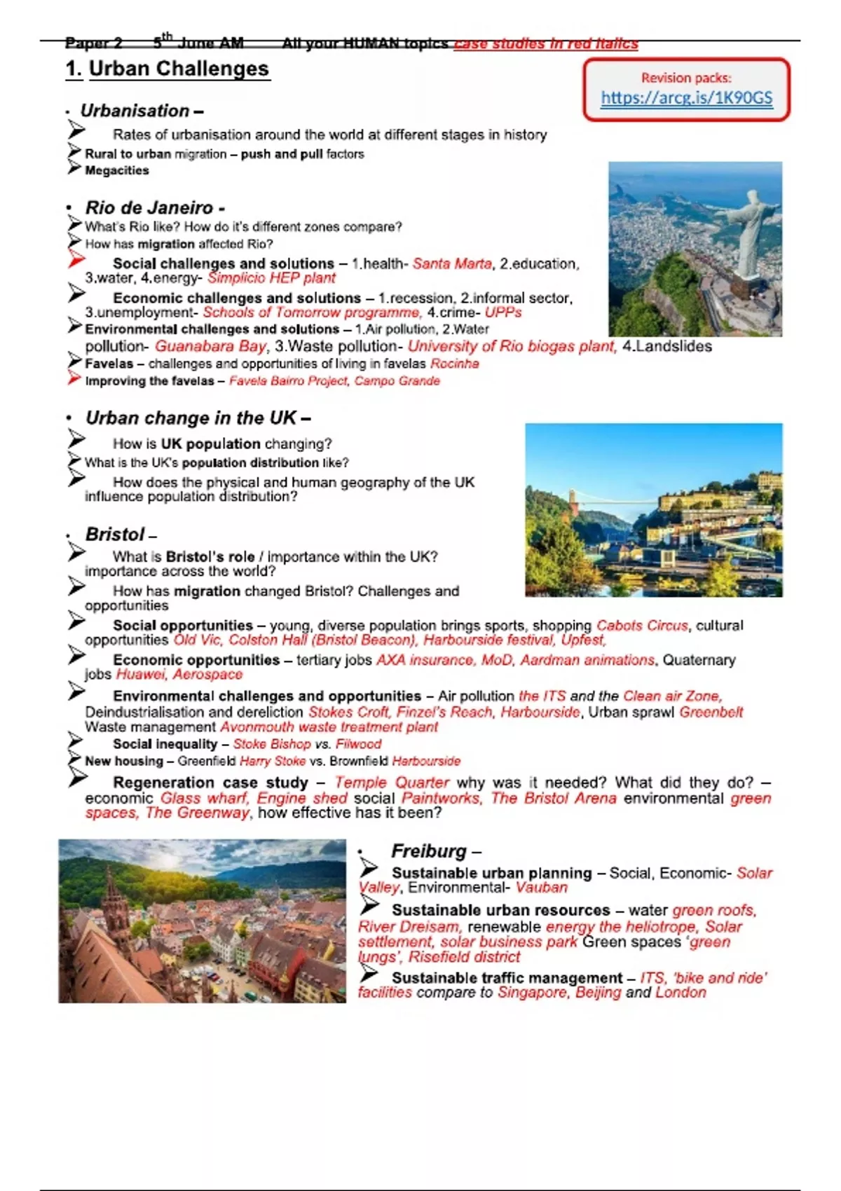 2024 AQA GCSE Human geography processes and change Paper 2 - Geography ...