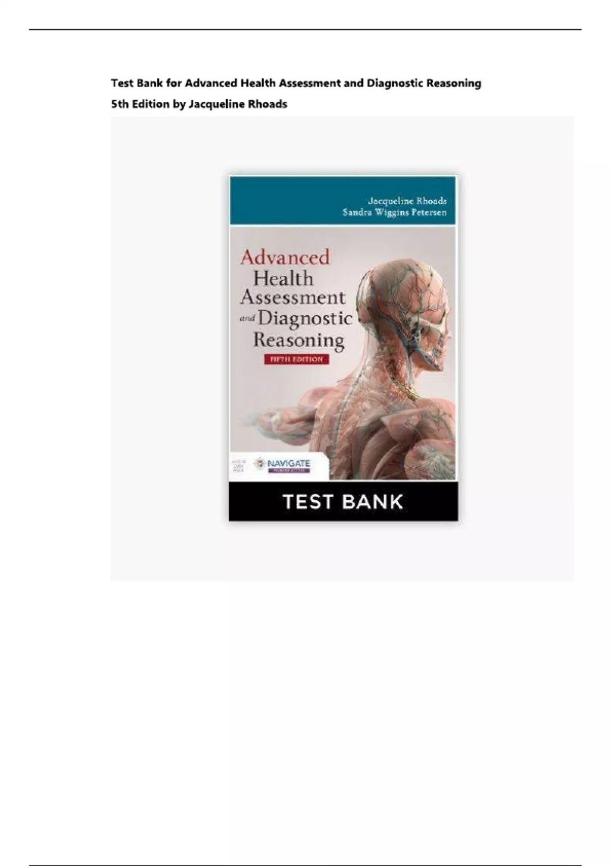 Test Bank for Advanced Health Assessment and Diagnostic Reasoning, 5th ...