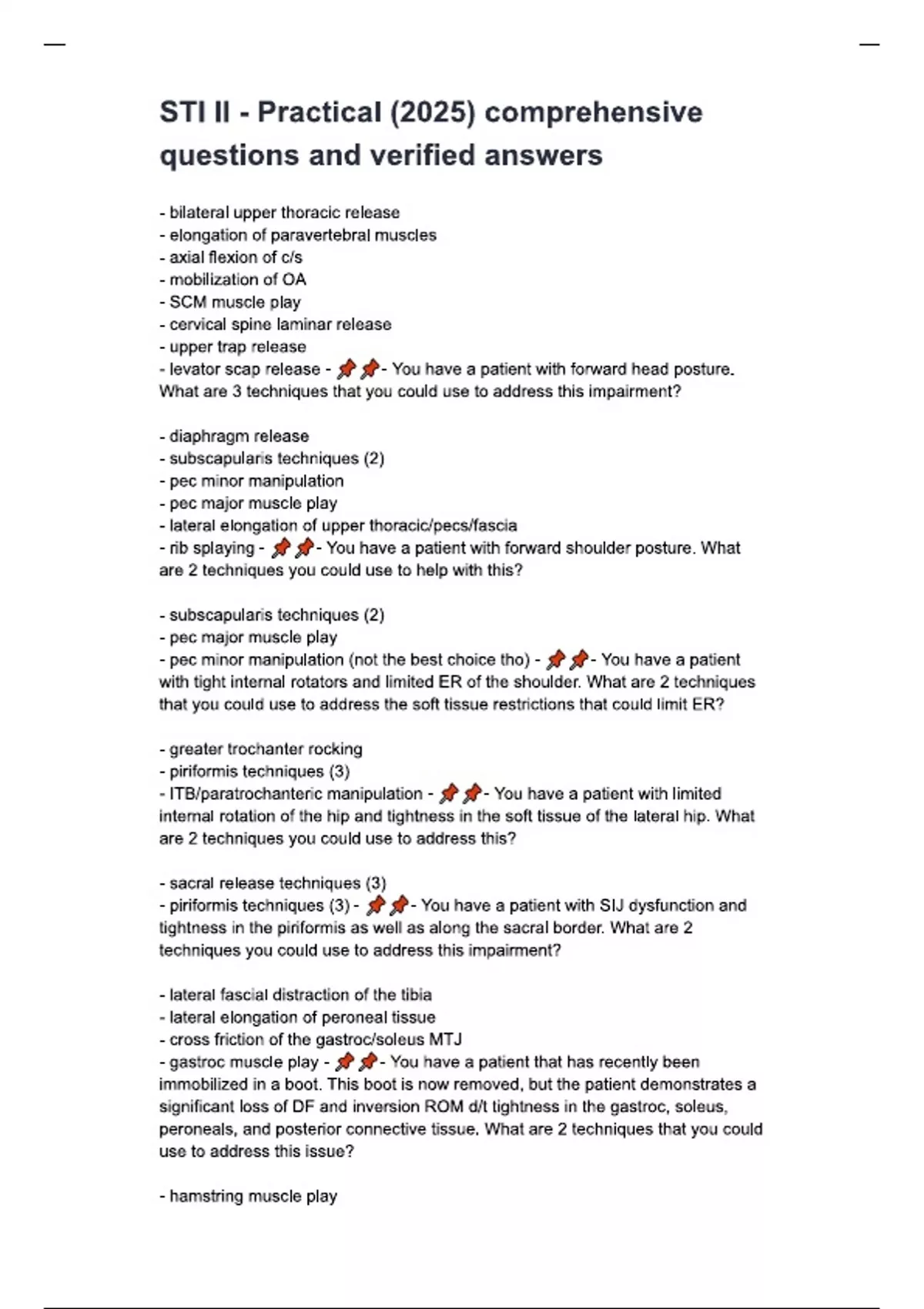 STI II - Practical (2025) Questions with 100% Correct Answers, Updated ...