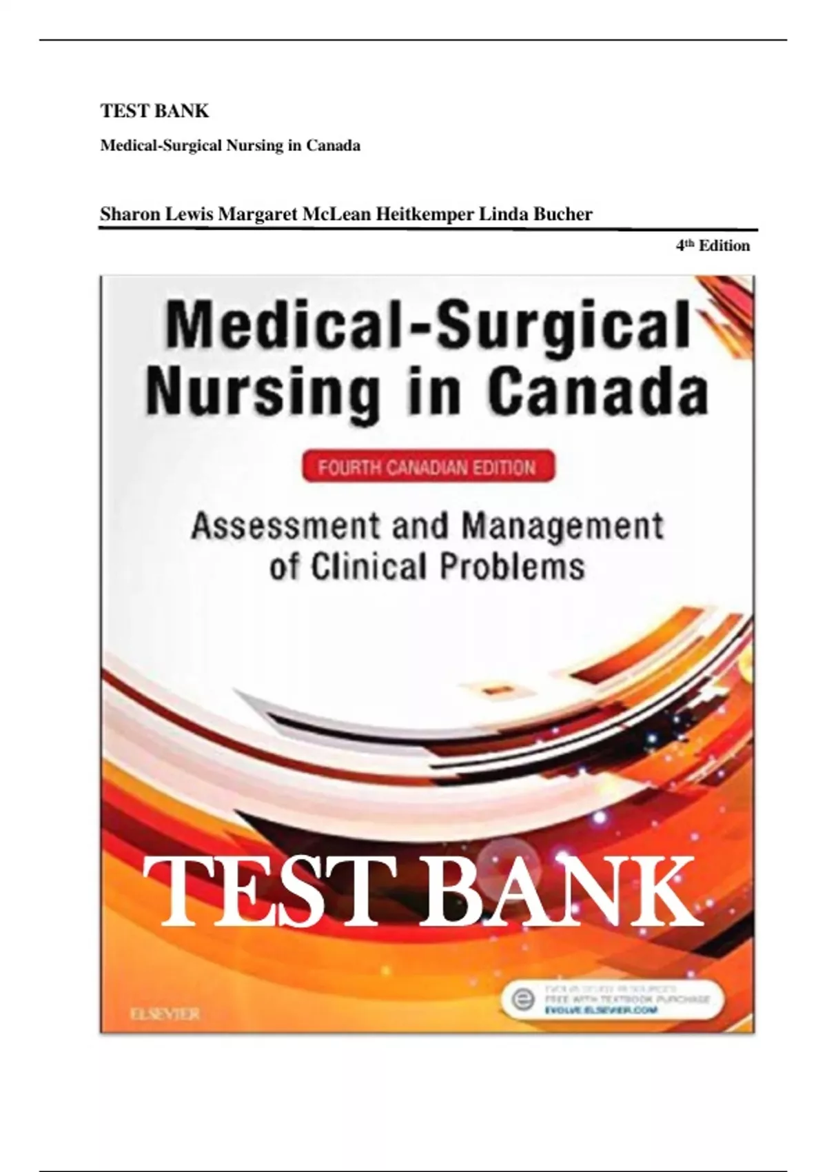 TEST BANK Medical-Surgical Nursing in Canada Sharon Lewis Margaret ...