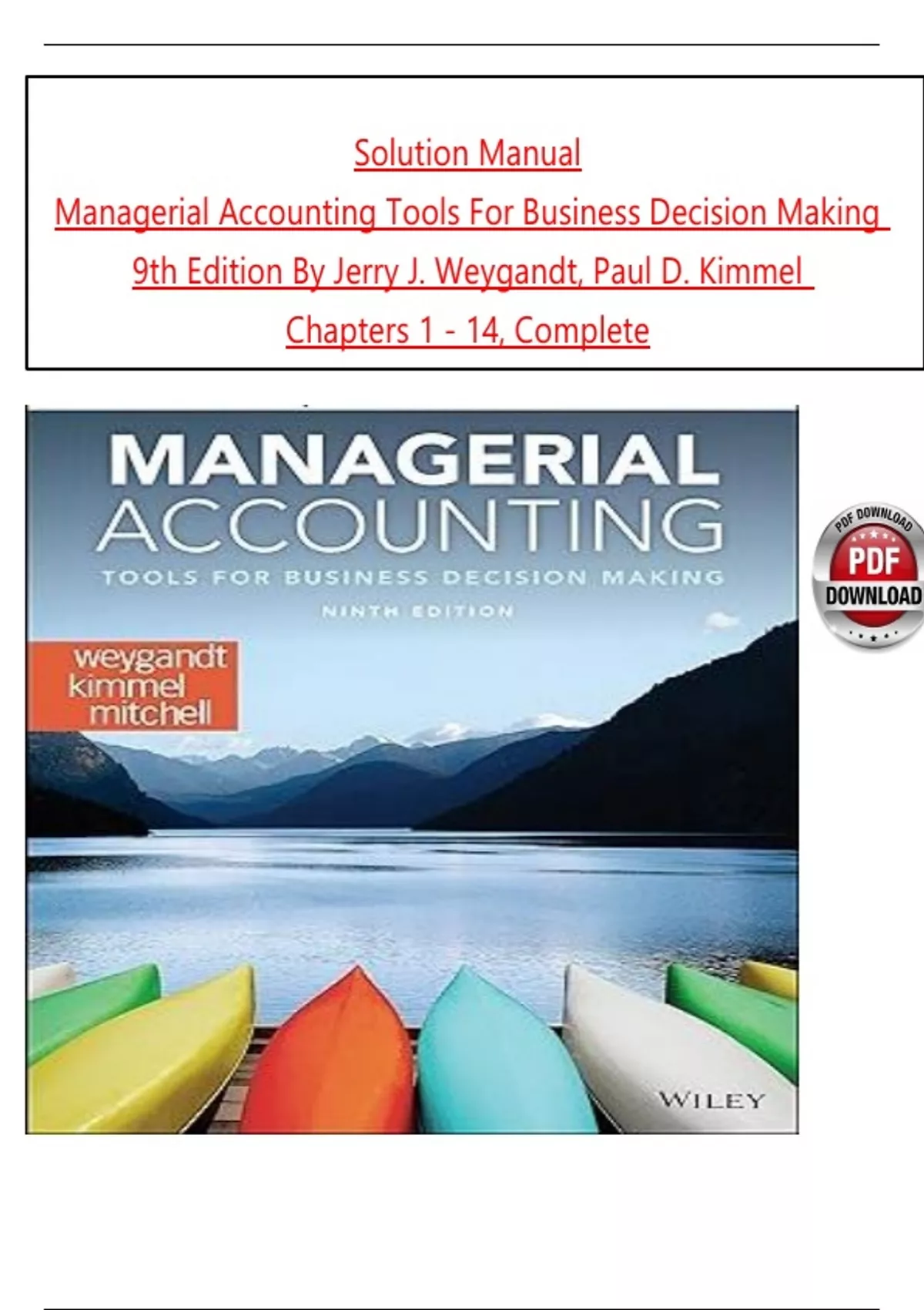 Solution Manual For Managerial Accounting Tools for Business Decision Making, 9th Edition by ...