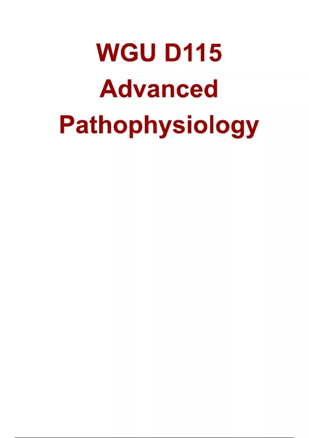 WGU D115 Advanced Pathophysiology Questions with Correct Answers ...