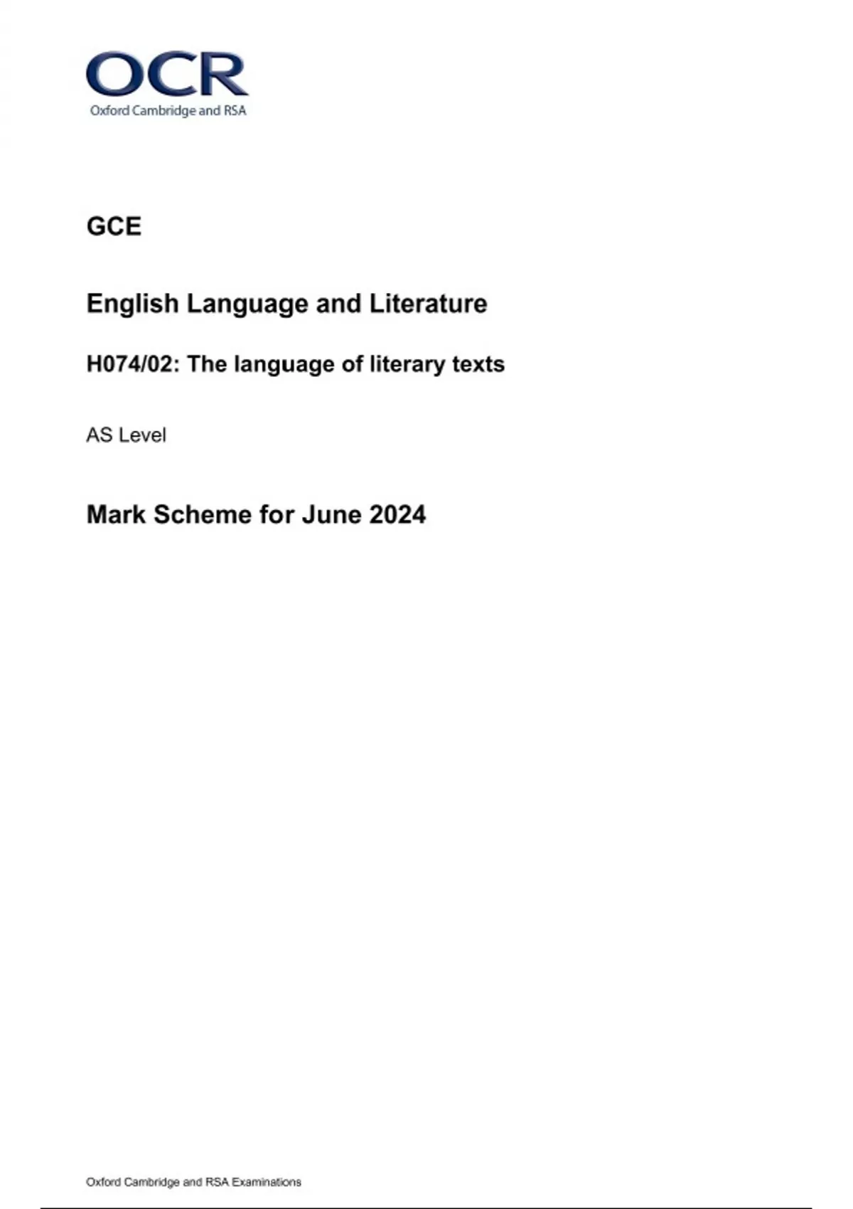 OCR AS Level English Language and Literature (EMC) Paper 1 and 2 JUNE ...
