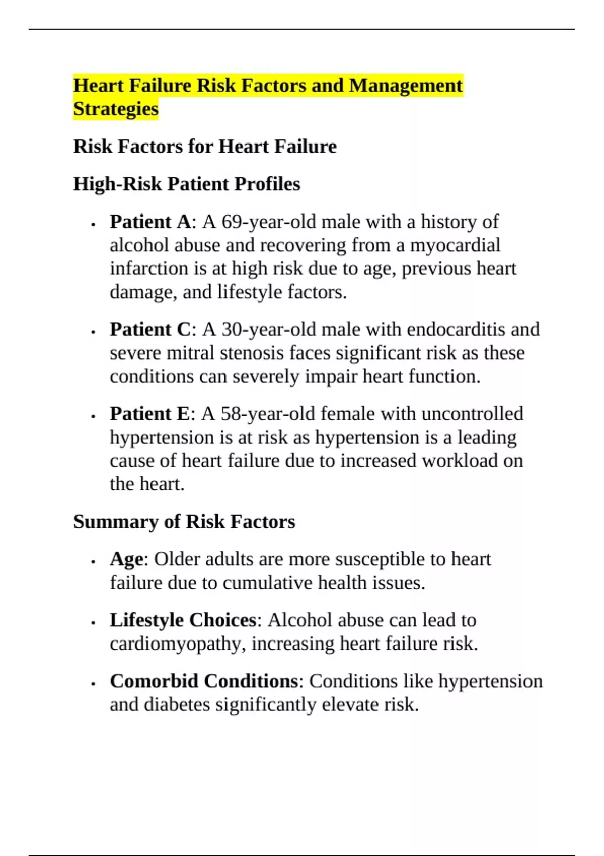 Heart Failure Risk Factors and Management Strategies - Heart Failure ...