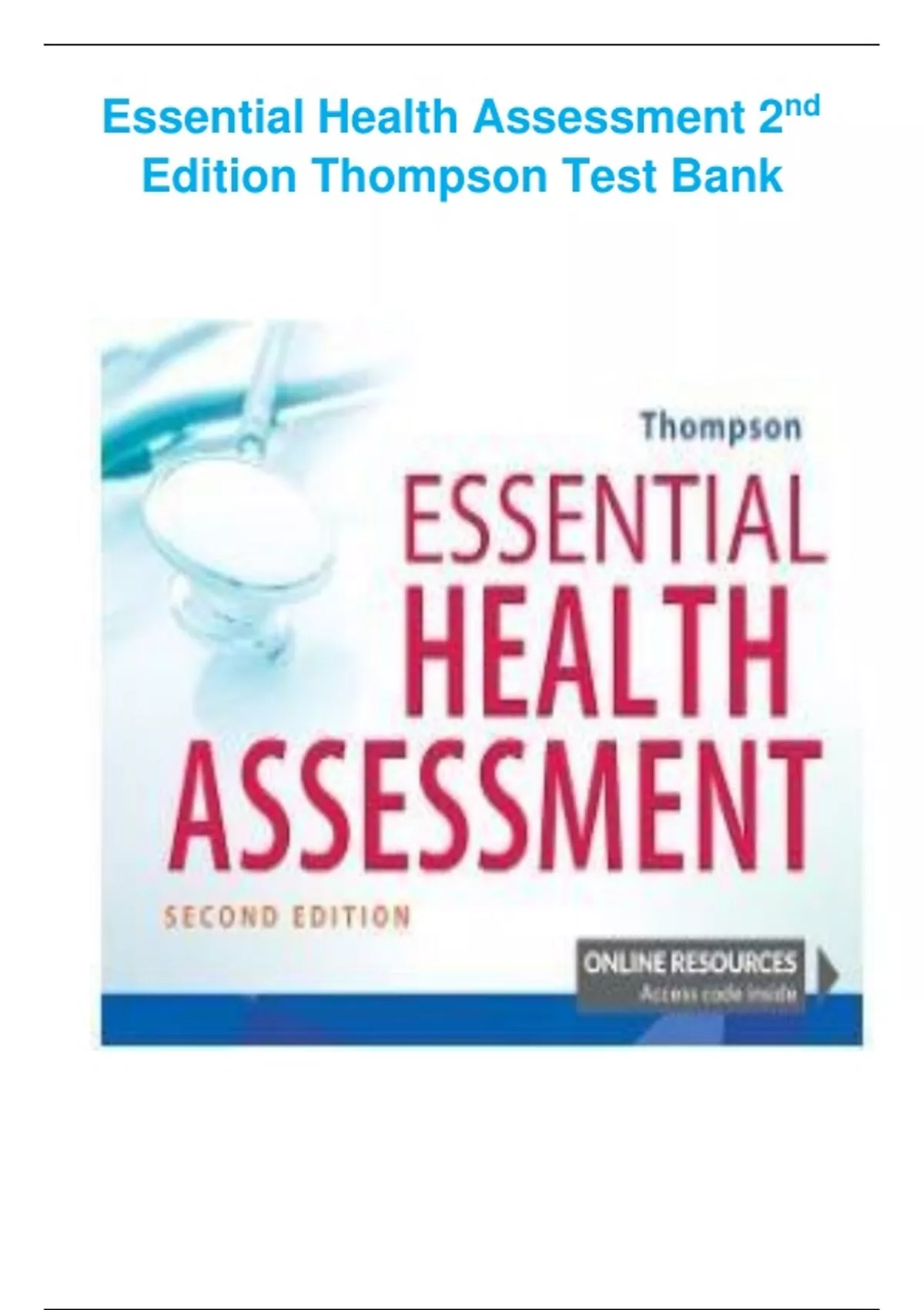 TEST BANK for Essential Health Assessment 2nd Edition by Thompson| All ...
