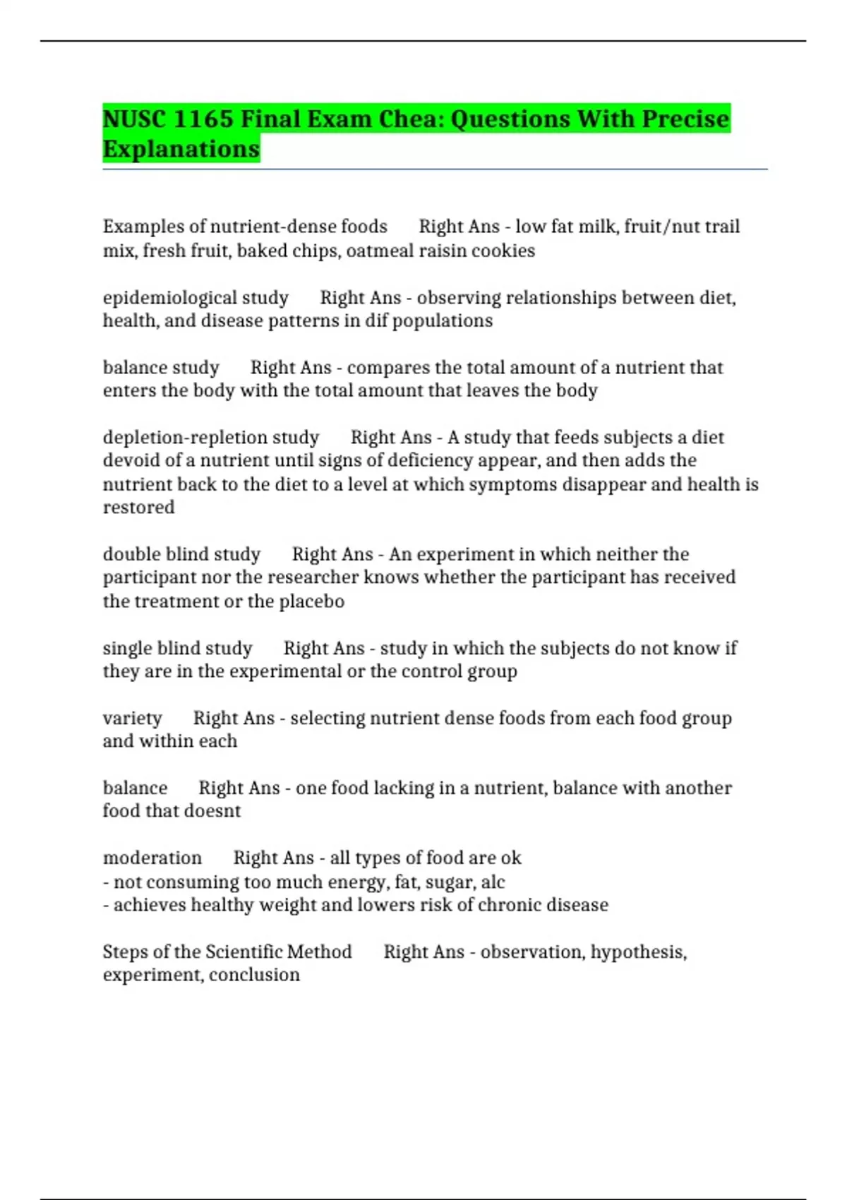 NUSC 1165 Final Exam Chea: Questions With Precise Explanations - NUSC ...