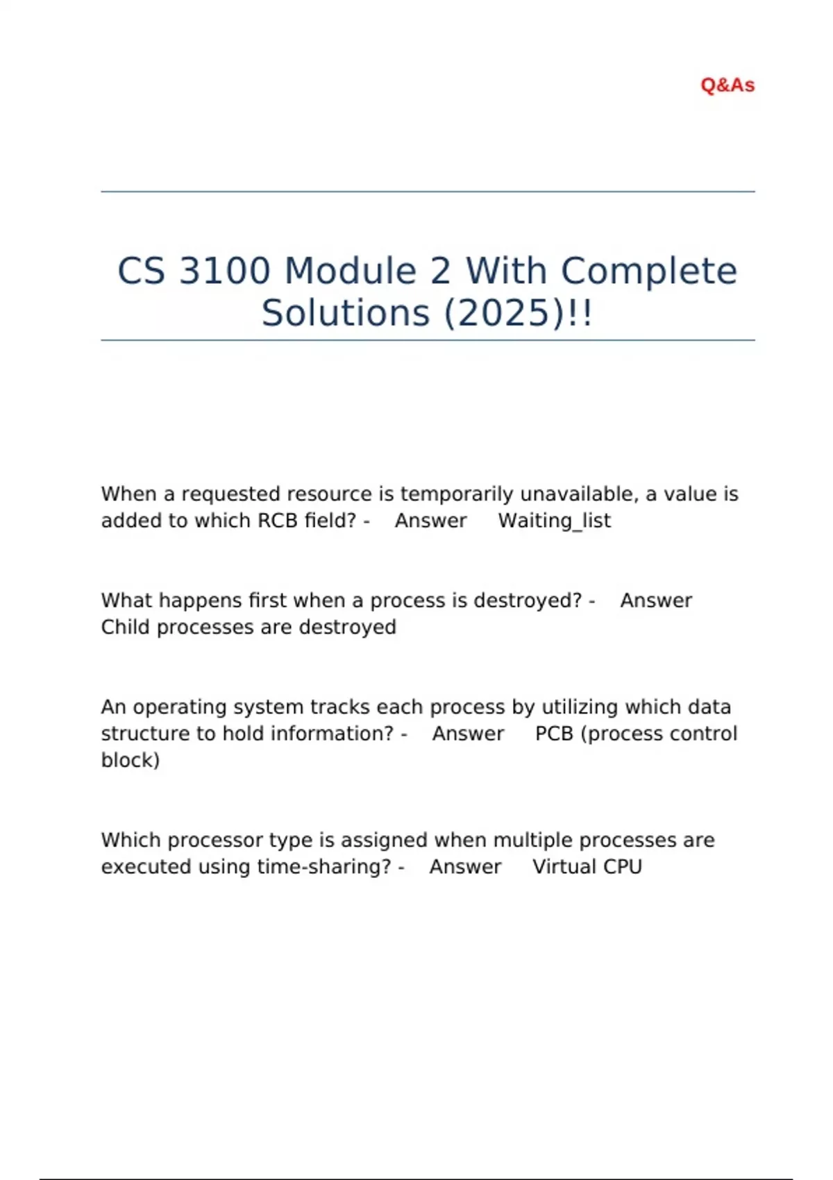 CS 3100 Module 2 With Complete Solutions (2025)!! - CS 3100 - Stuvia US