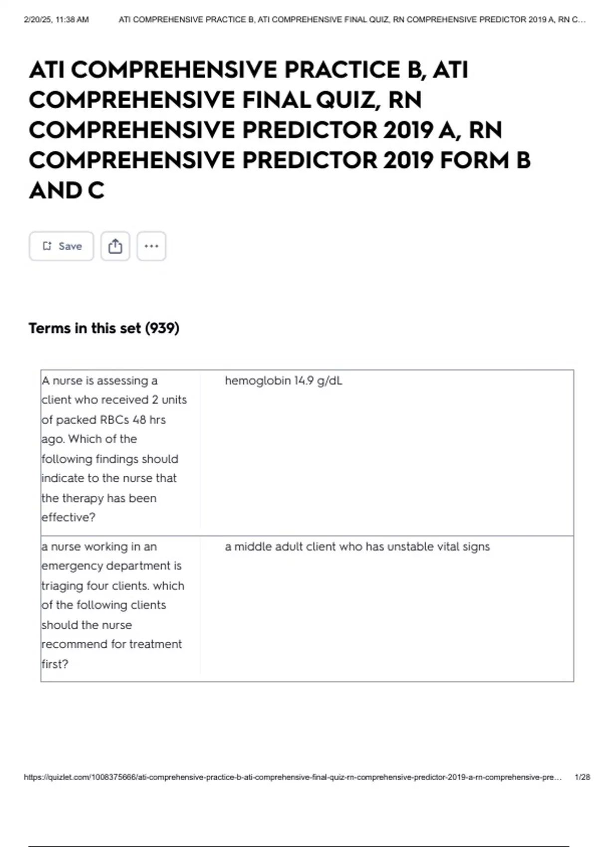 ATI COMPREHENSIVE PRACTICE B, ATI COMPREHENSIVE FINAL QUIZ, RN COMPREHENSIVE PREDICTOR 2019 A ...
