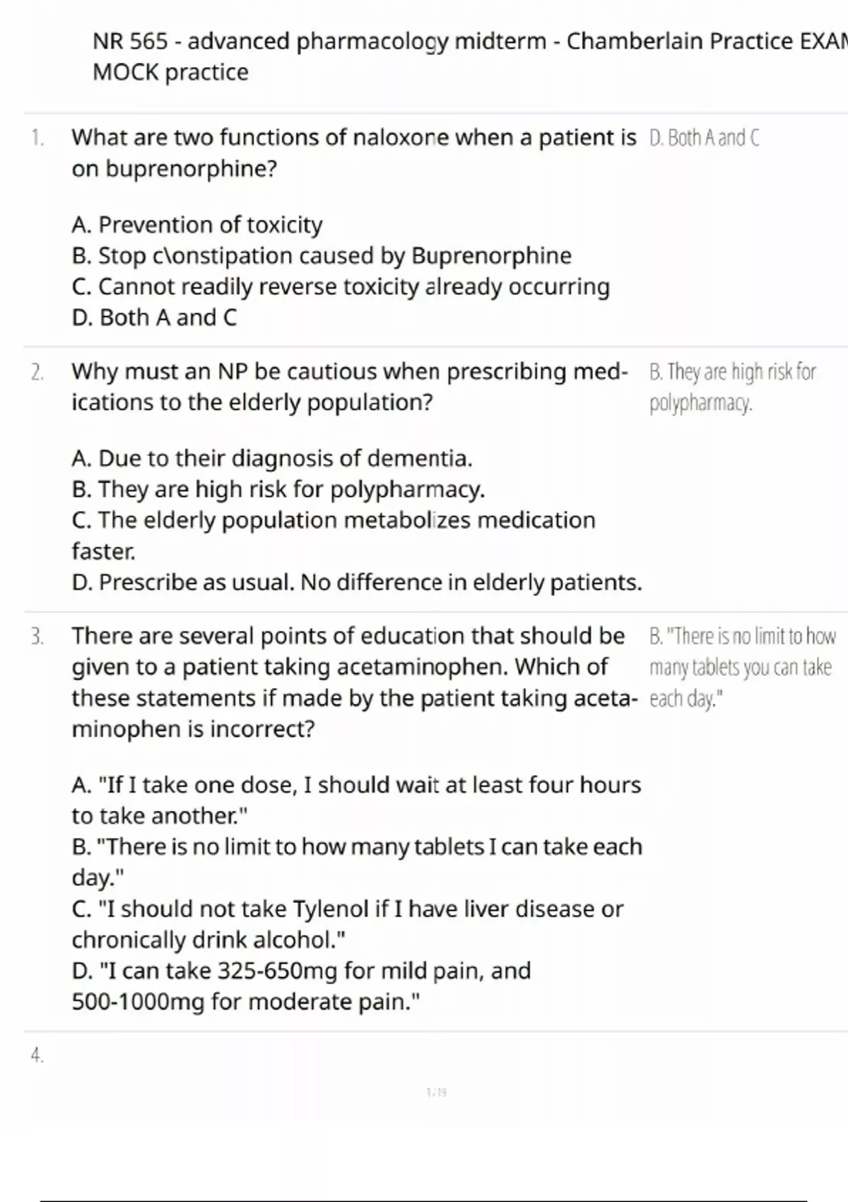 NR 565 - advanced pharmacology midterm - Chamberlain Practice EXAM ...
