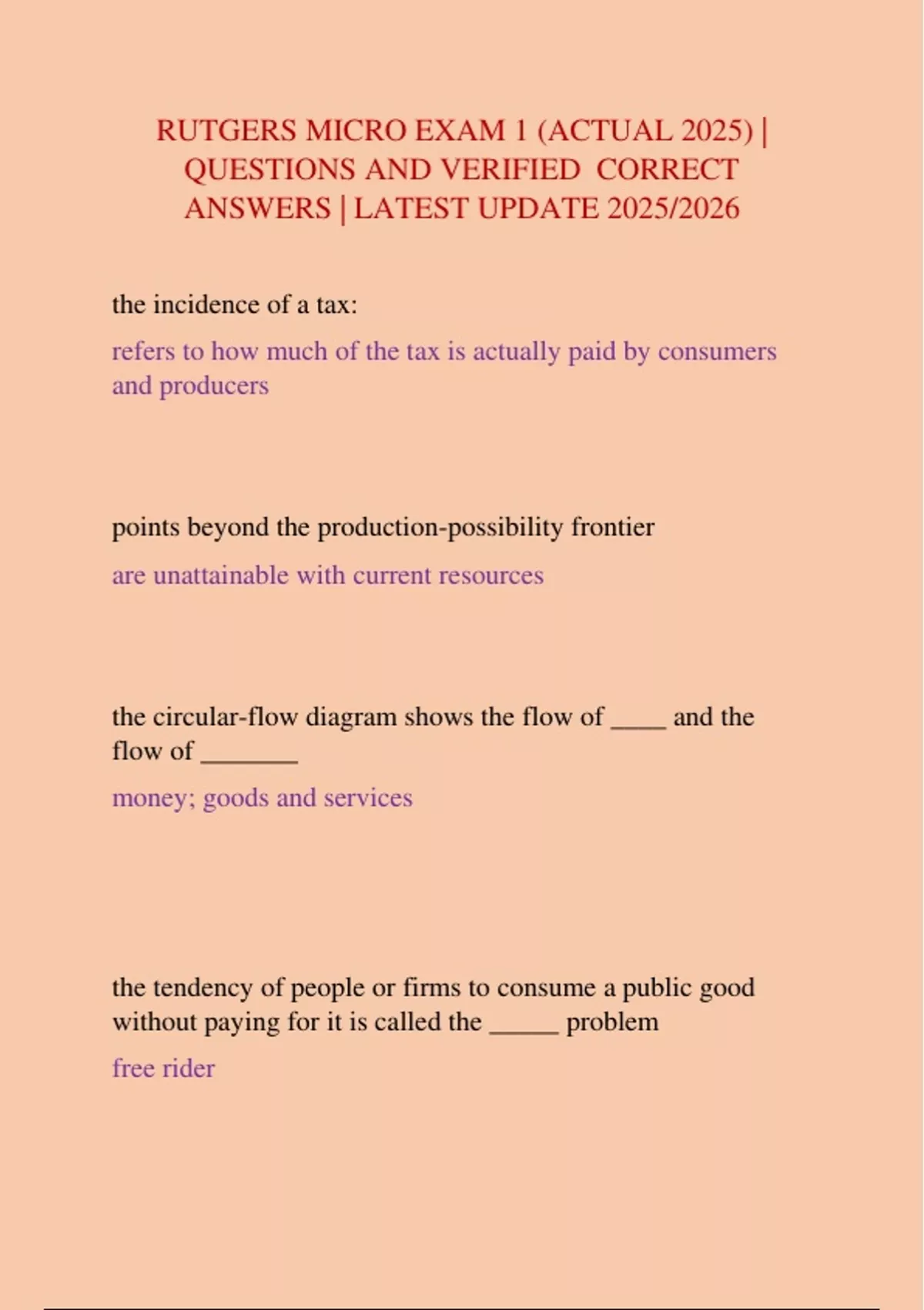 RUTGERS MICRO EXAM 1 (ACTUAL 2025) | QUESTIONS AND VERIFIED CORRECT ...
