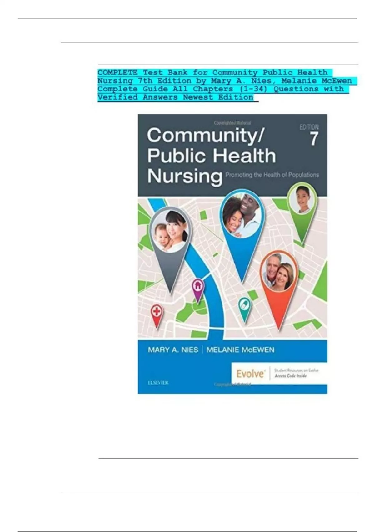 COMPLETE Test Bank for Community Public Health Nursing 7th Edition by ...