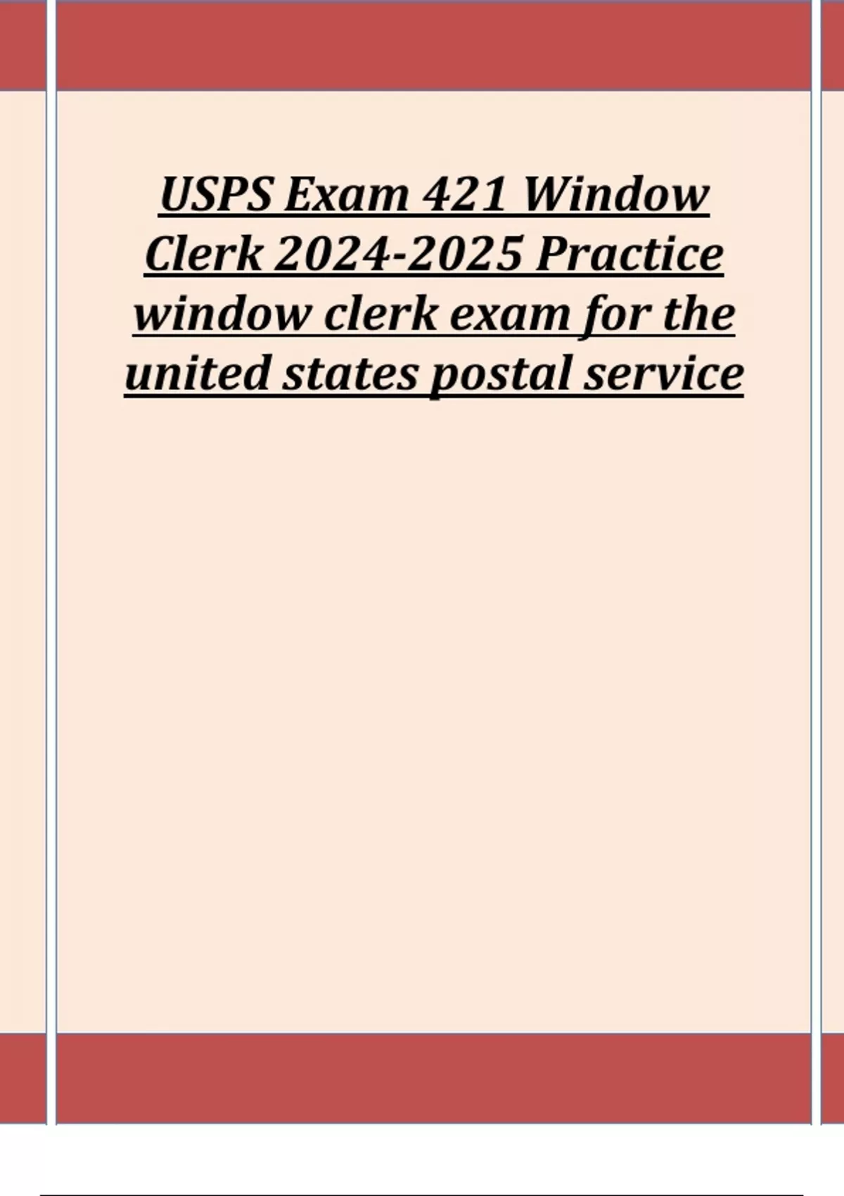 USPS Exam 421 Window Clerk Practice window clerk exam for the united ...