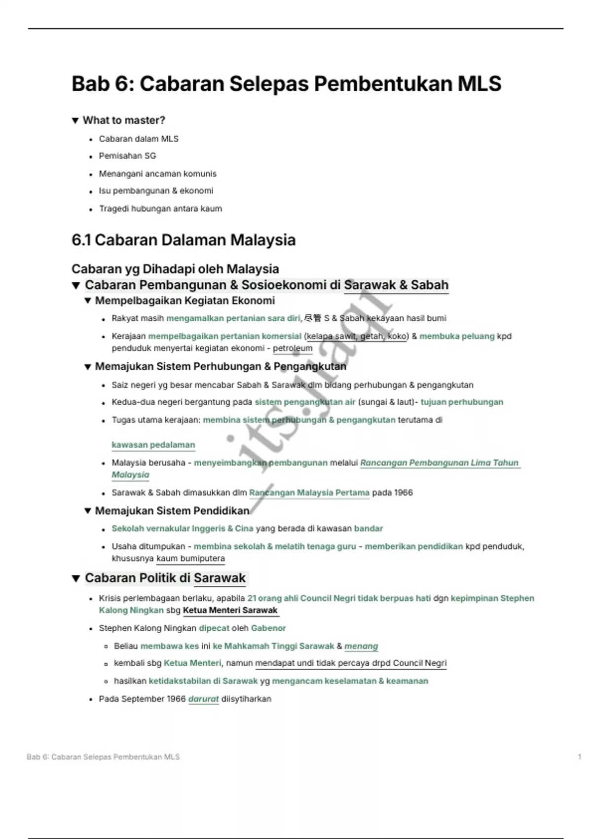 Summary - Tingkatan 5 Sejarah Bab 6 - Sejarah F5 - Stuvia US