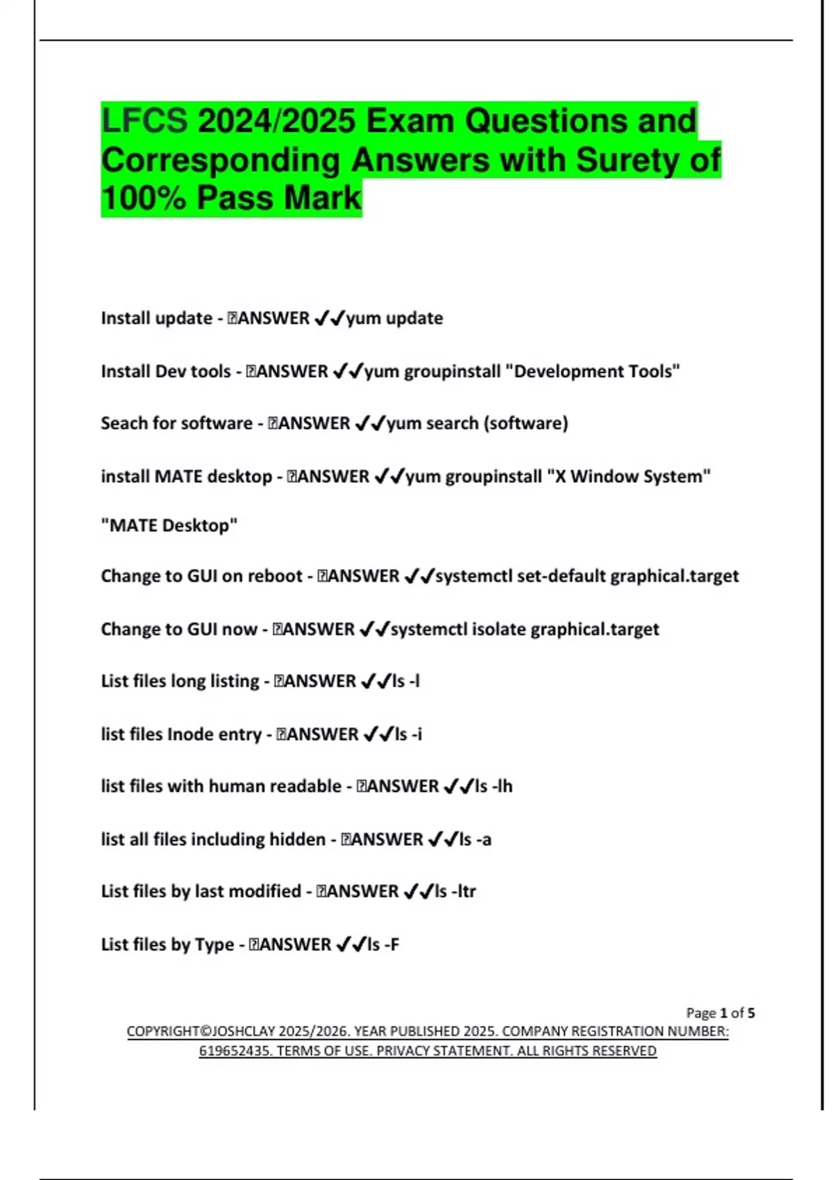 LFCS 2024/2025 Exam Questions and Corresponding Answers with Surety of 100% Pass Mark - LFCS ...