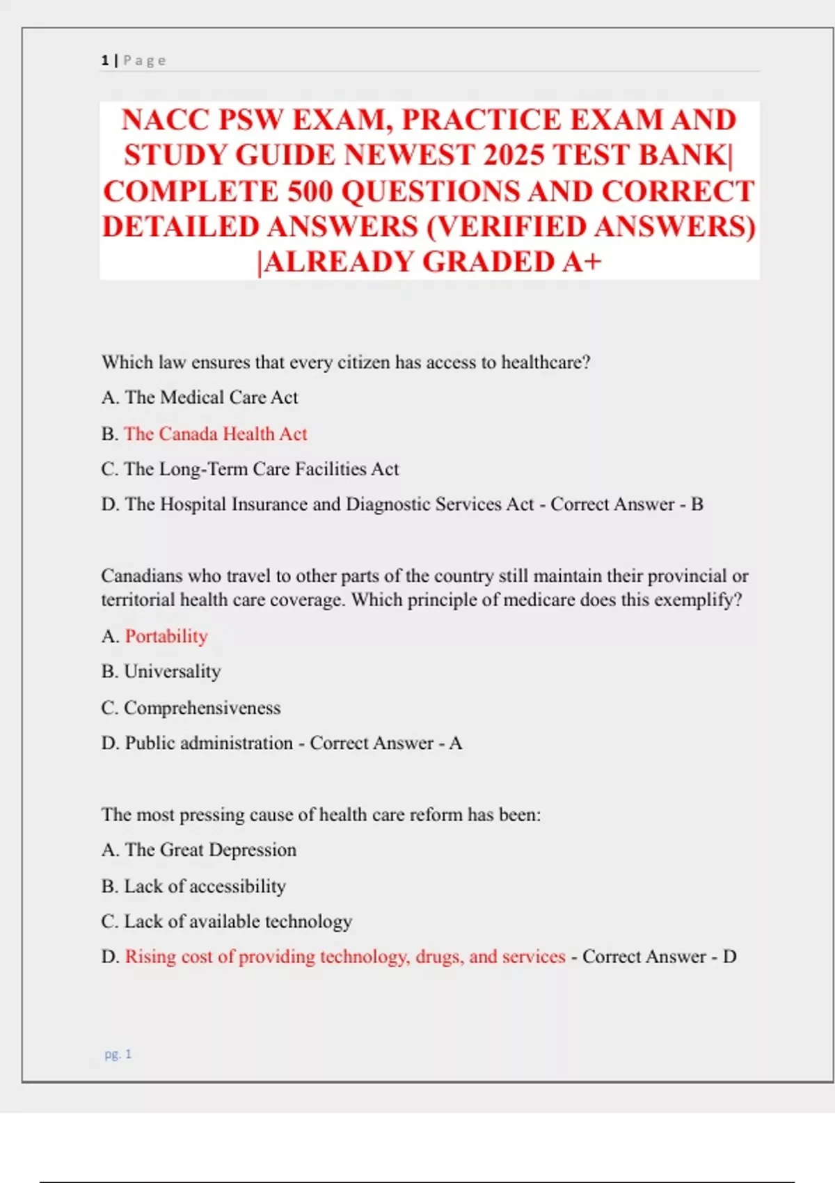 NACC PSW EXAM, PRACTICE EXAM AND STUDY GUIDE EXAM NEWEST 2025 TEST BANK ...