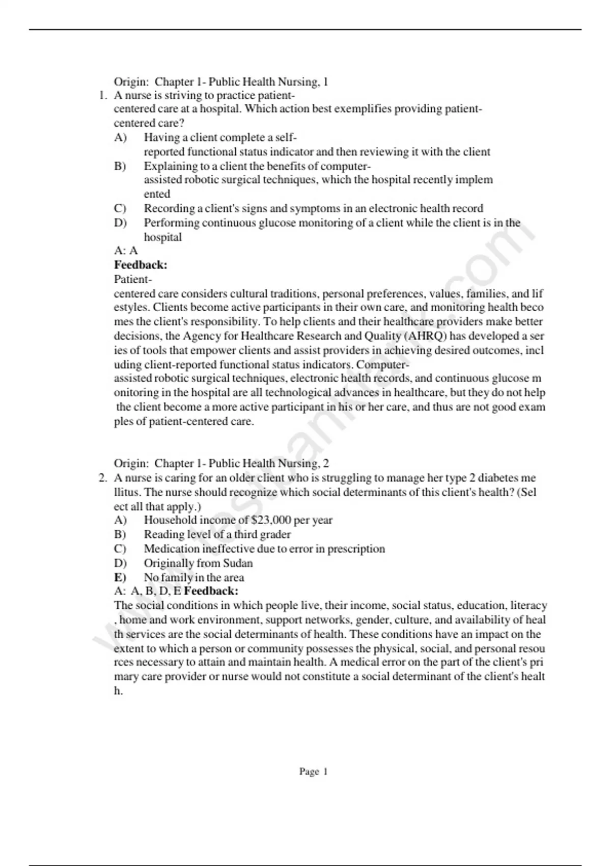 Test Bank- Community and Public Health Nursing, 10th Edition ( Cherie ...