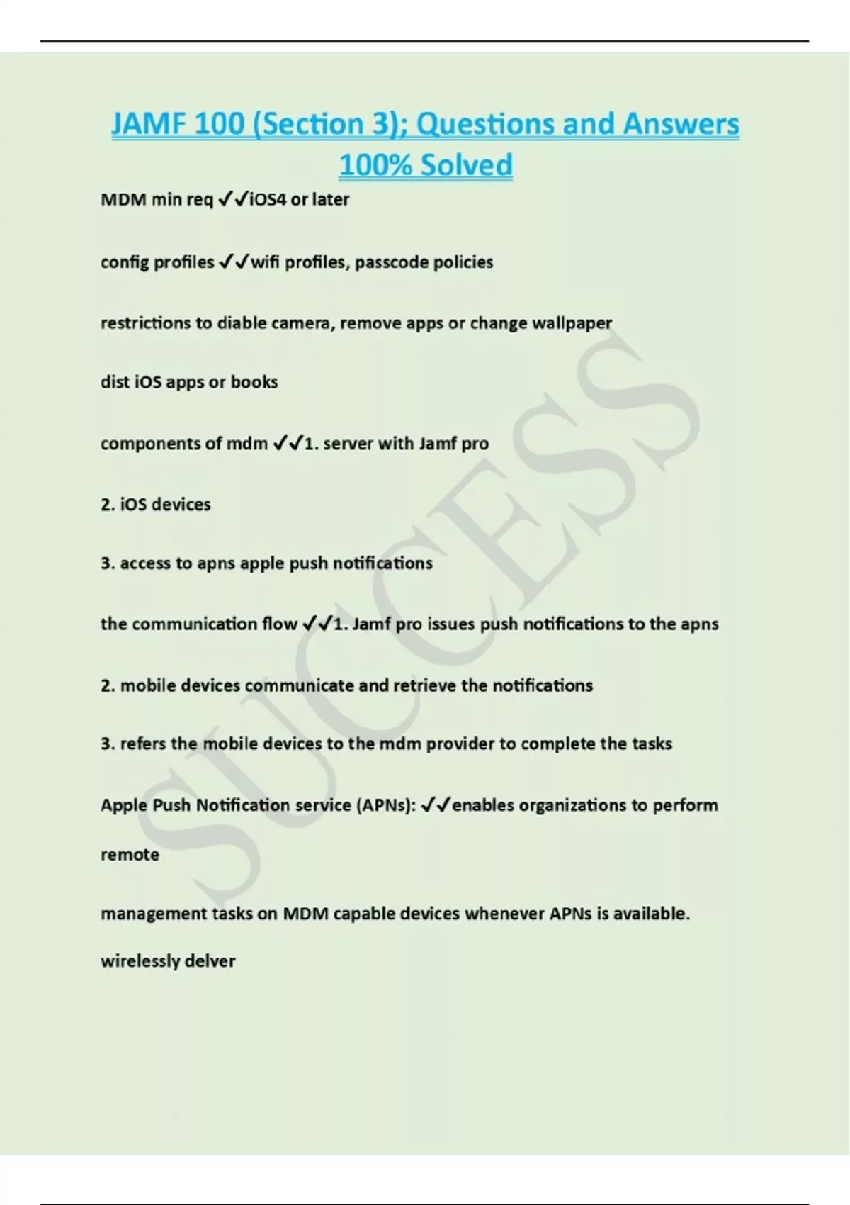 JAMF 100 (Section 3); Questions and Answers|Latest Update - Jamf 100 ...