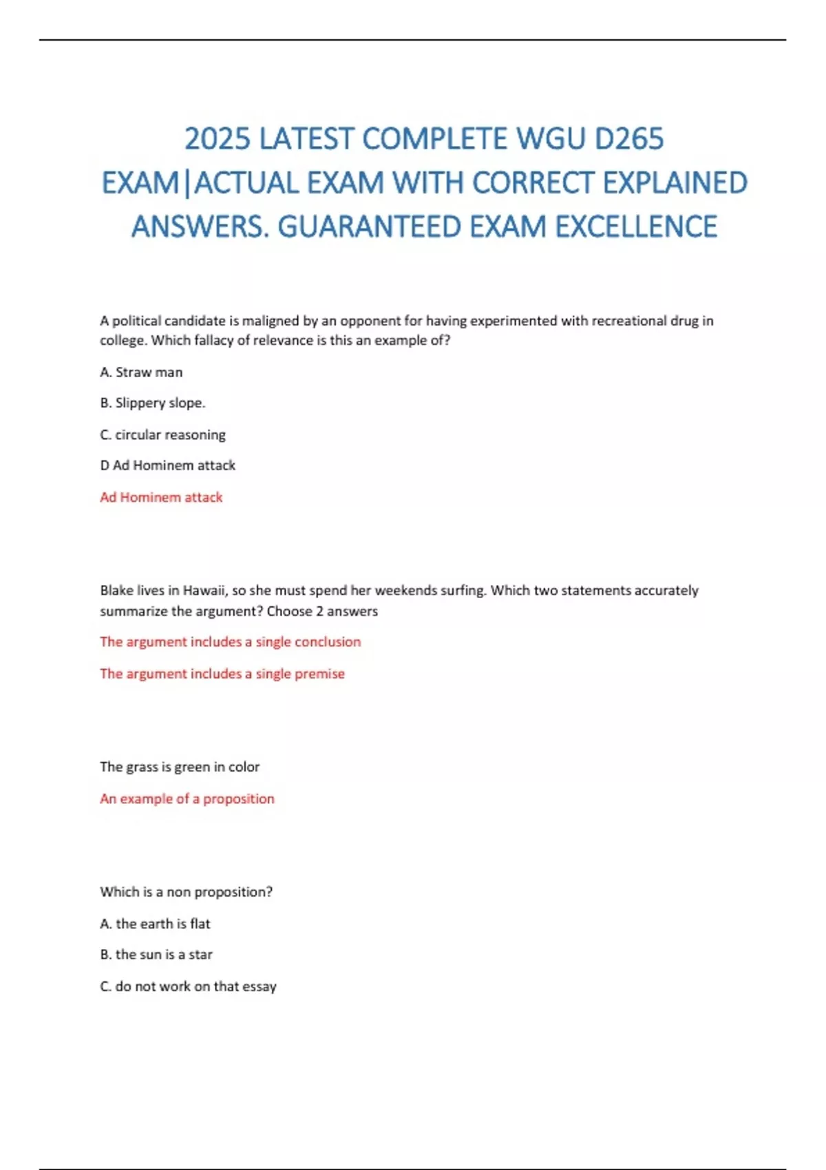 2025 LATEST COMPLETE WGU D265 EXAM|ACTUAL EXAM WITH CORRECT EXPLAINED ...