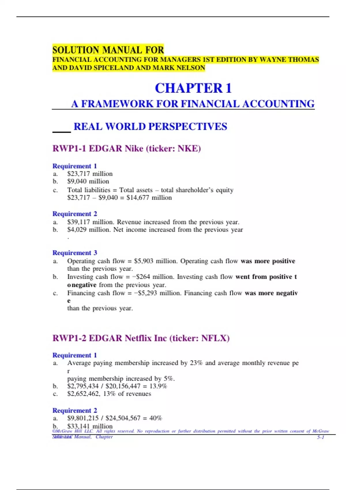 SOLUTION MANUAL FOR FINANCIAL ACCOUNTING FOR MANAGERS 1ST EDITION BY ...