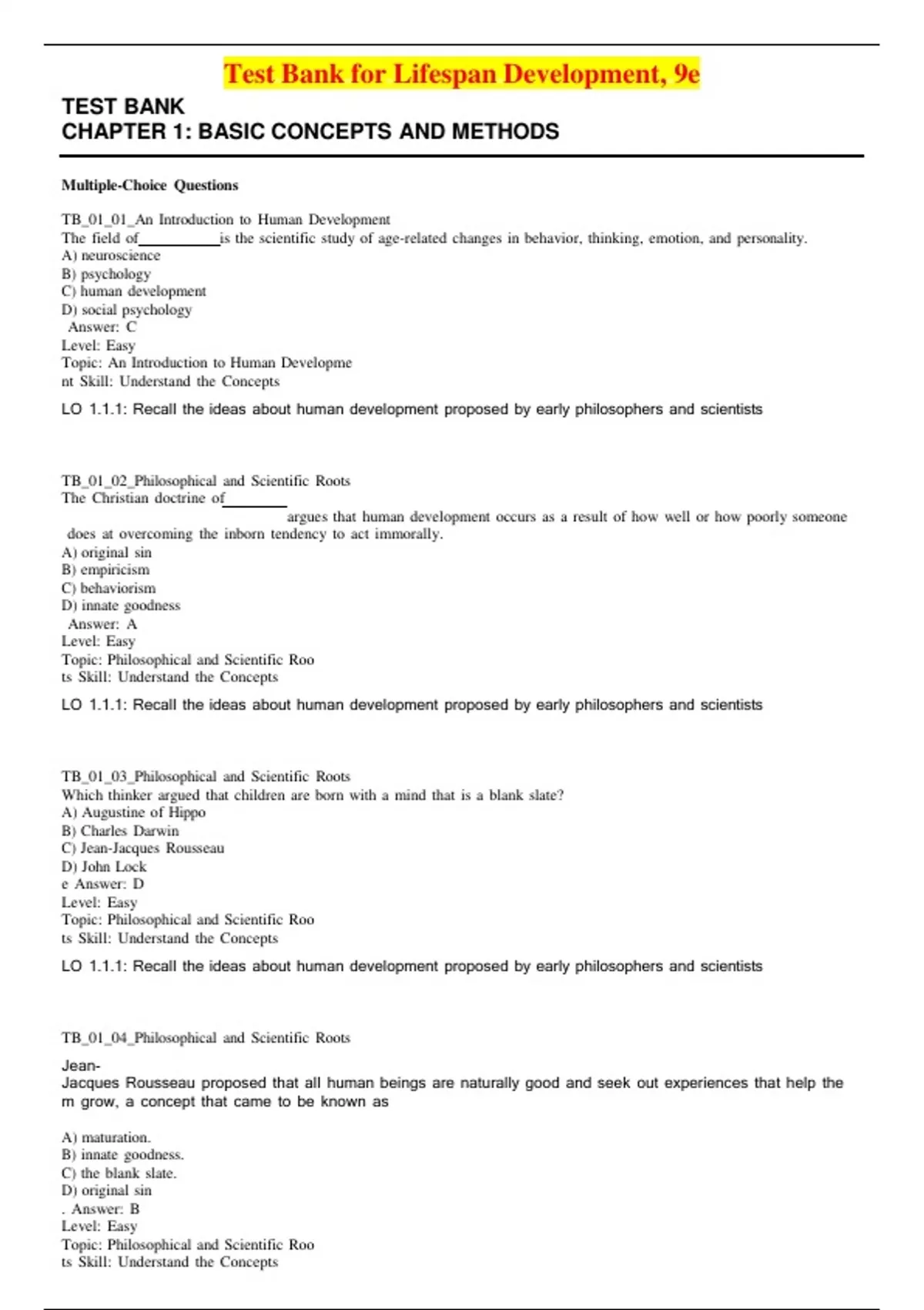 Test Bank For Lifespan Development, 29th edition (Denise Boyd , 2025 ...
