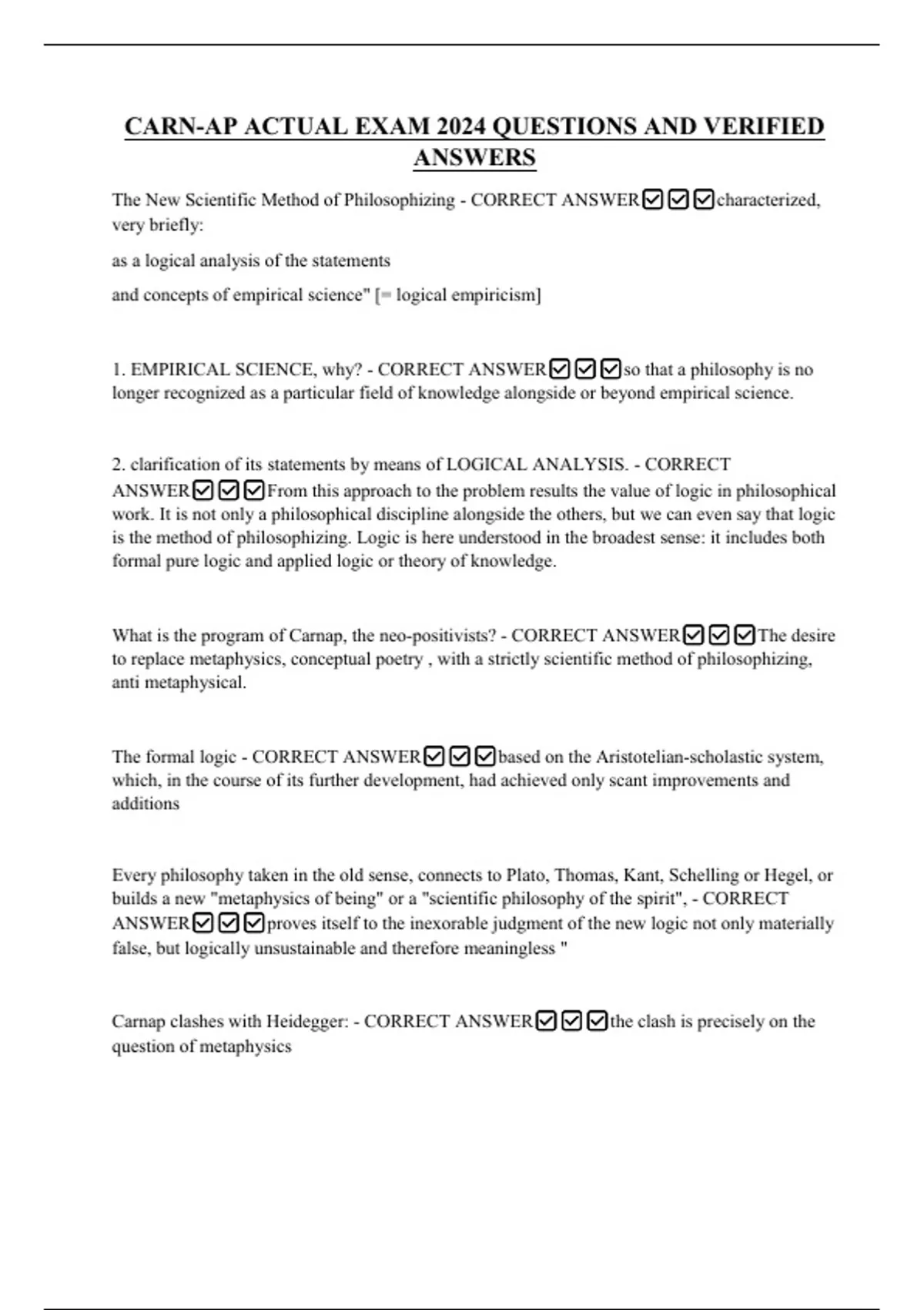 CARN-AP ACTUAL EXAM 2024 QUESTIONS AND VERIFIED ANSWERS - CARN-AP ...