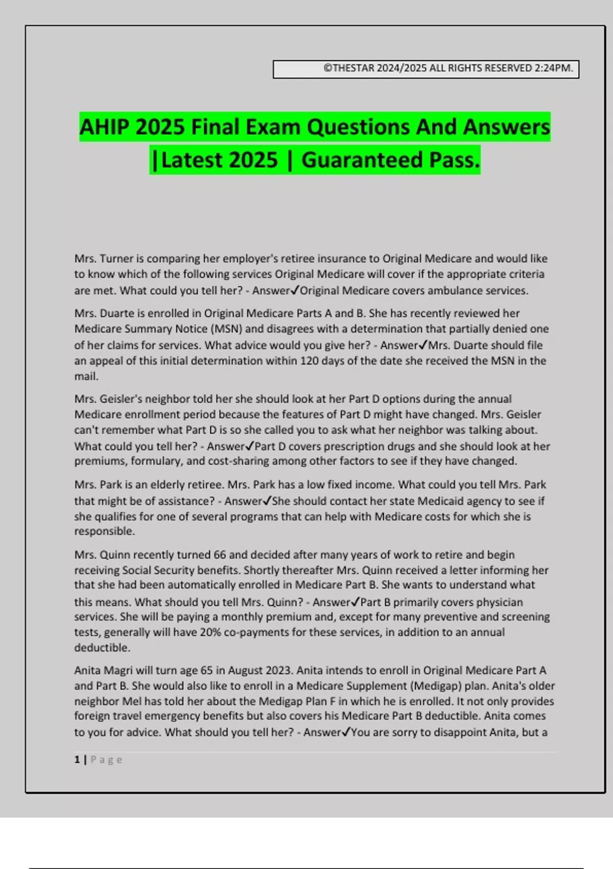 AHIP 2025 Final Exam Questions And Answers |Latest 2025 | Guaranteed ...