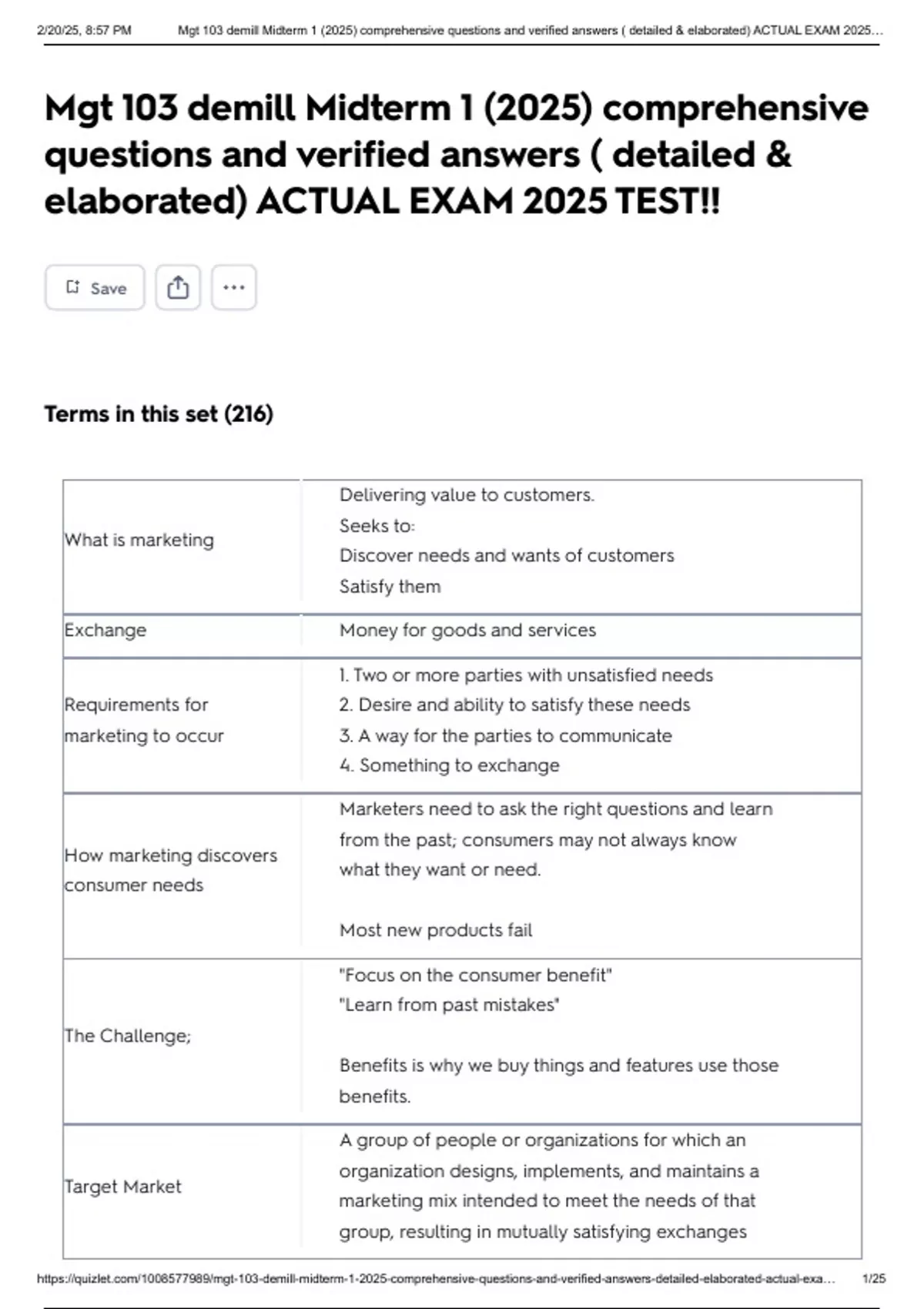 Mgt 103 demill Midterm 1 (2025) comprehensive questions and verified ...