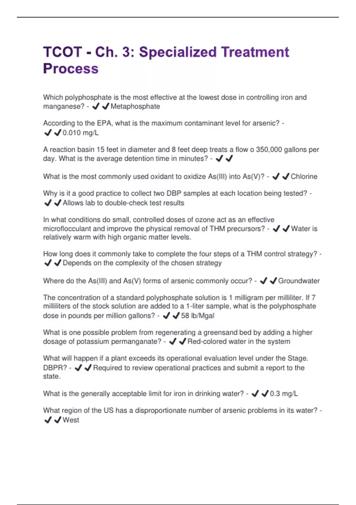 TCOT - Ch. 3: Specialized Treatment Process Questions and Answers 100% ...