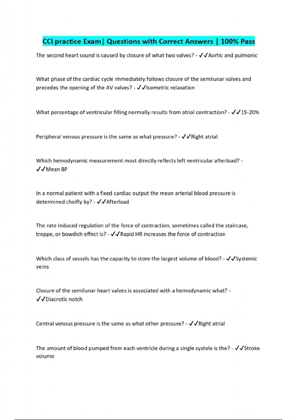 CCI practice Exam| Questions with Correct Answers | 100% Pass - CCI ...